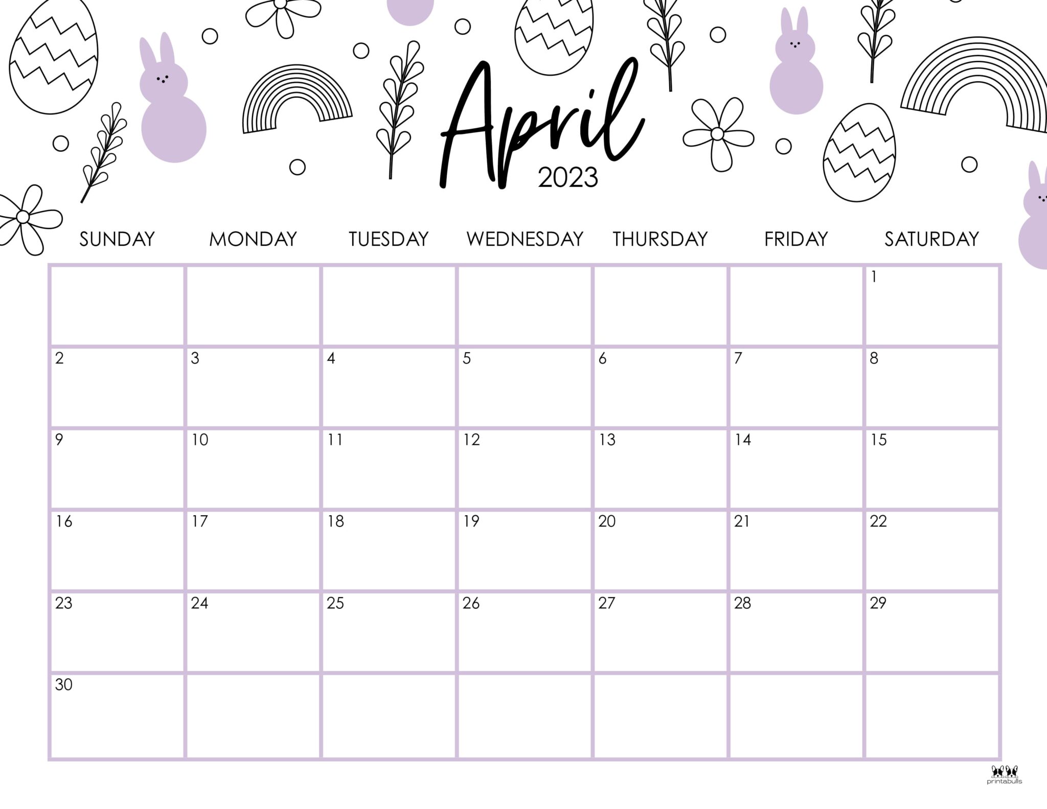 April 2023 Calendars - 50 FREE Printables | Printabulls