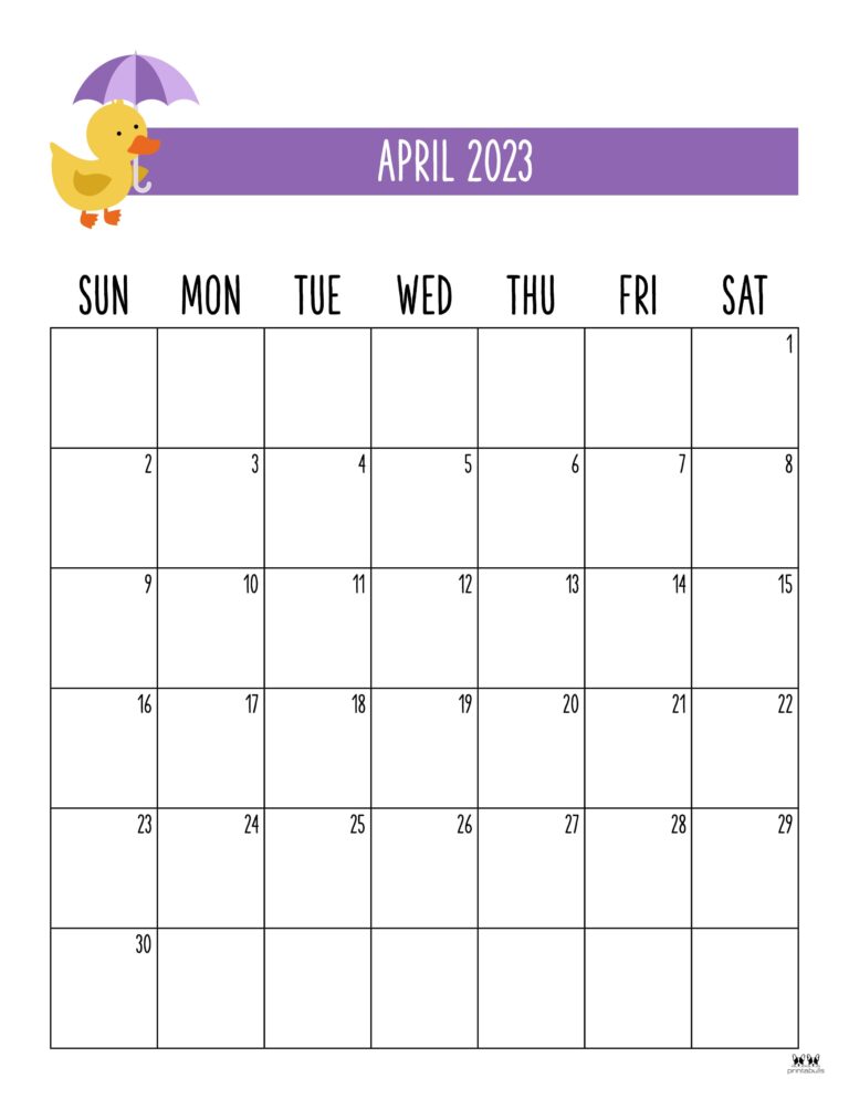 April 2023 Calendars - 50 FREE Printables | Printabulls