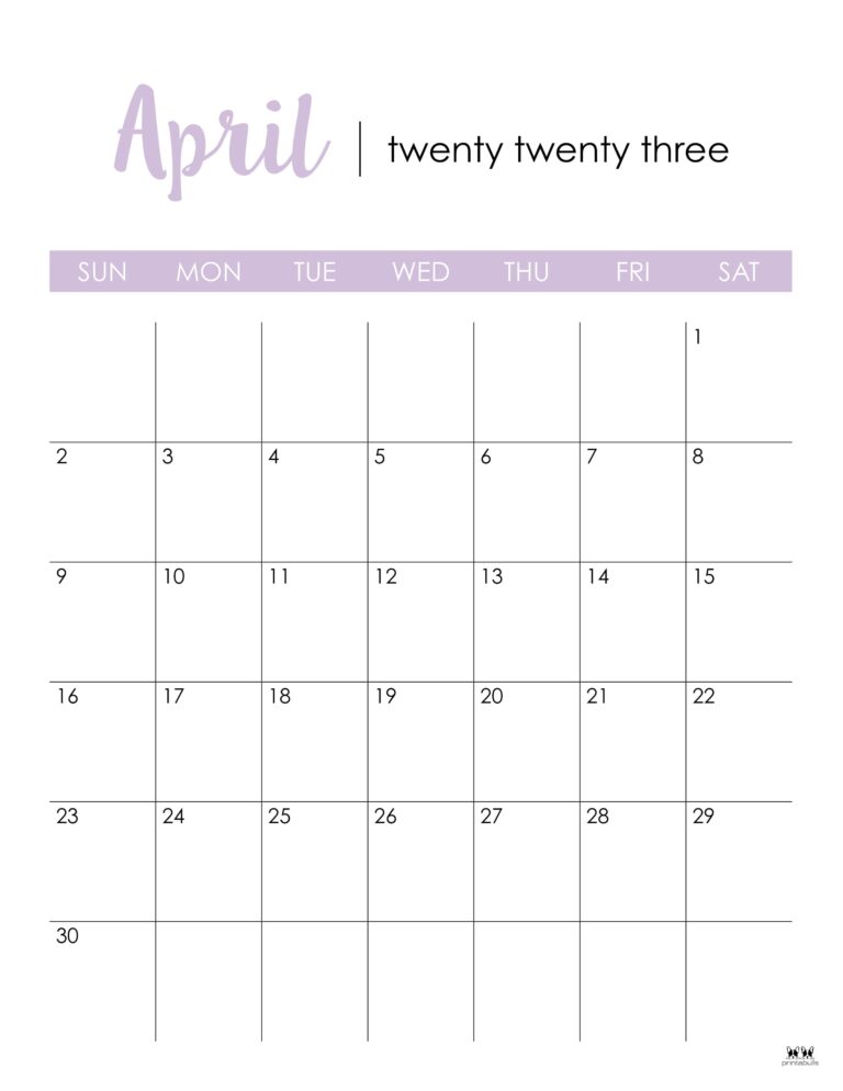 April 2023 Calendars - 50 FREE Printables | Printabulls
