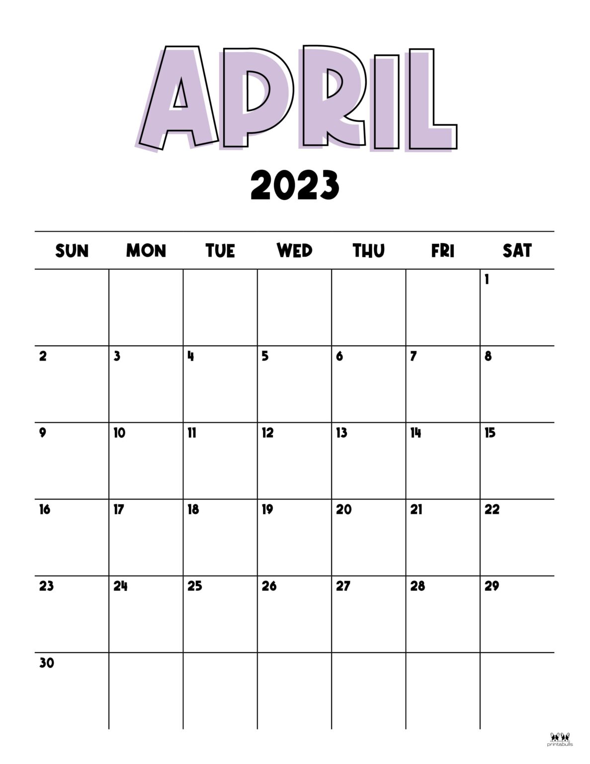 April 2023 Calendars - 50 FREE Printables | Printabulls