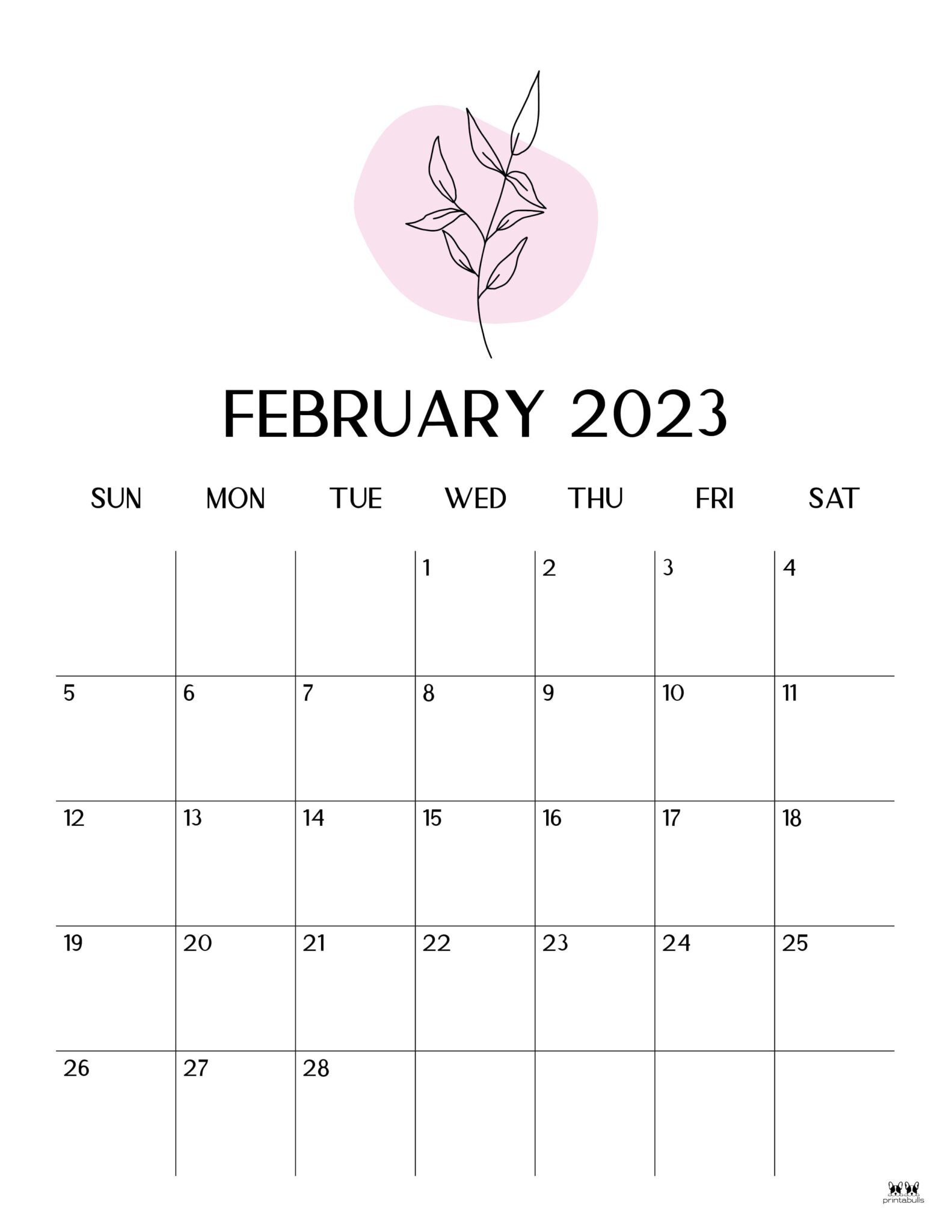 February 2023 Calendars - 50 FREE Printables | Printabulls