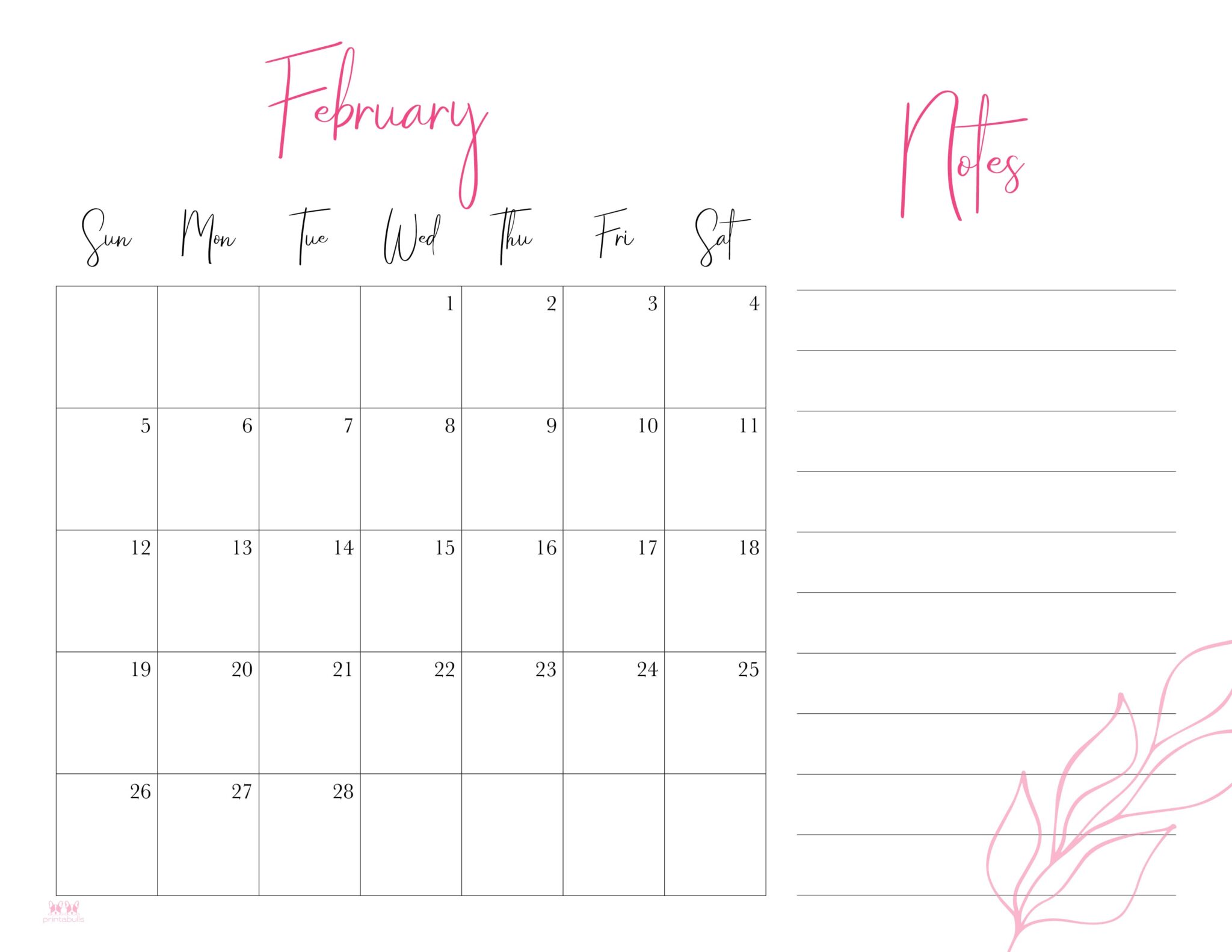 February 2023 Calendars - 50 FREE Printables | Printabulls