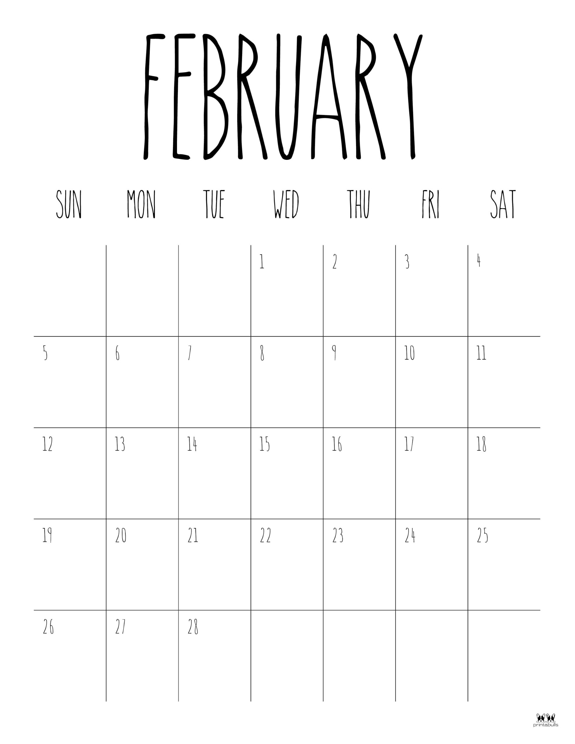 February 2023 Calendars - 50 FREE Printables | Printabulls