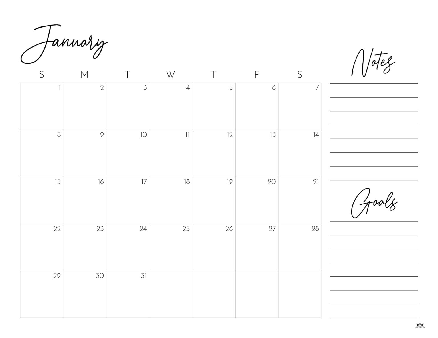January 2023 Calendars - 50 FREE Printables | Printabulls