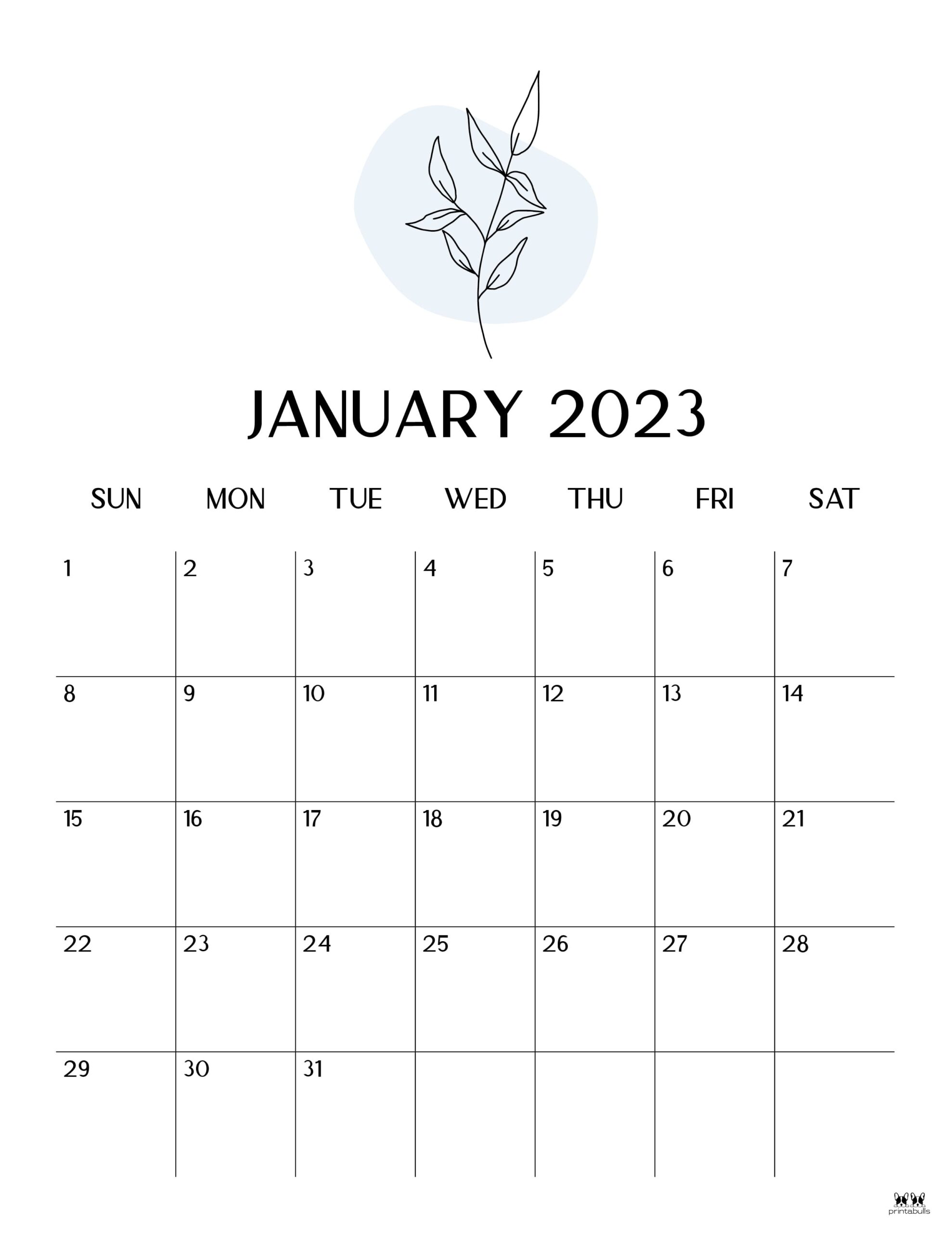 January 2023 Calendars - 50 FREE Printables | Printabulls