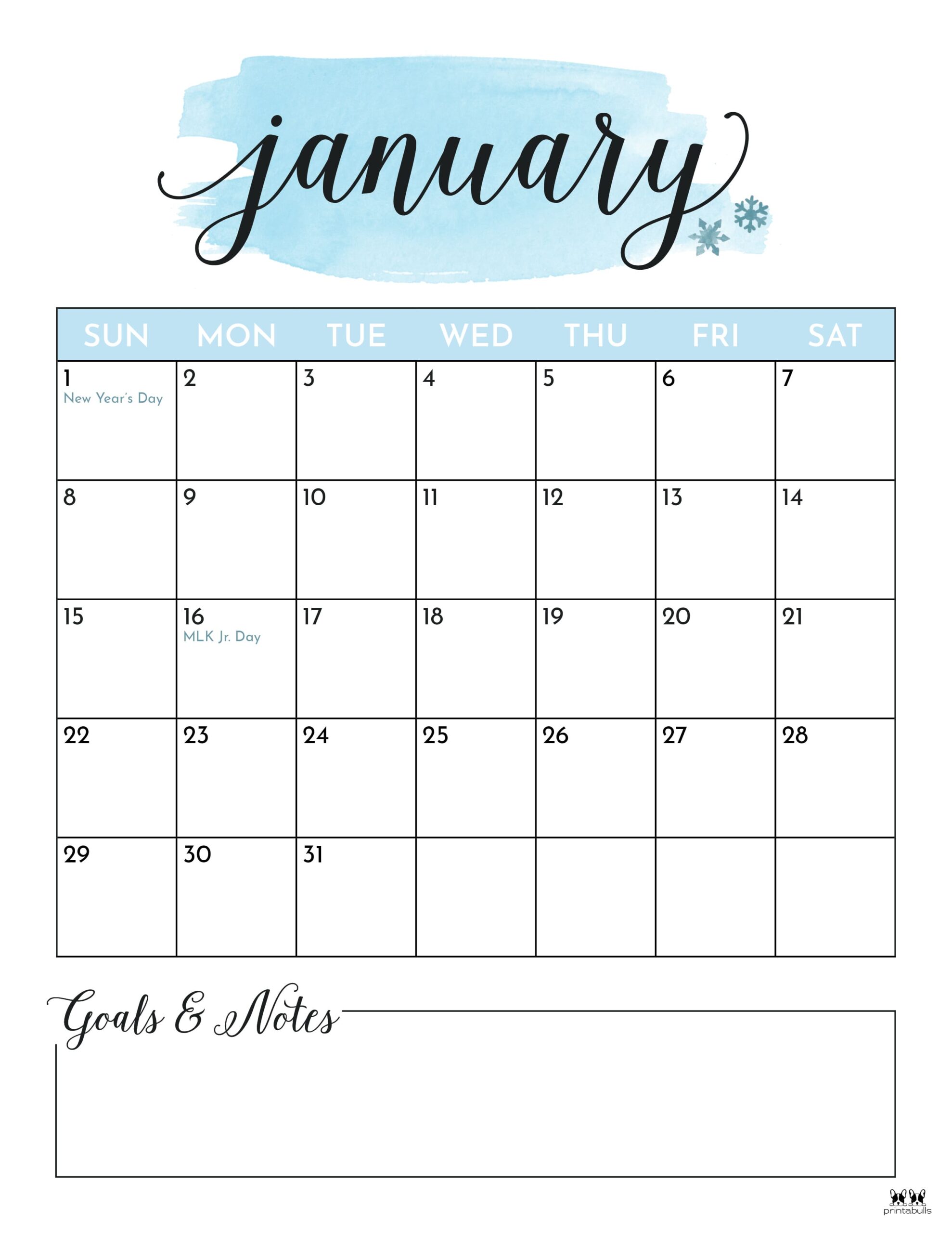 January 2023 Calendars - 50 FREE Printables | Printabulls
