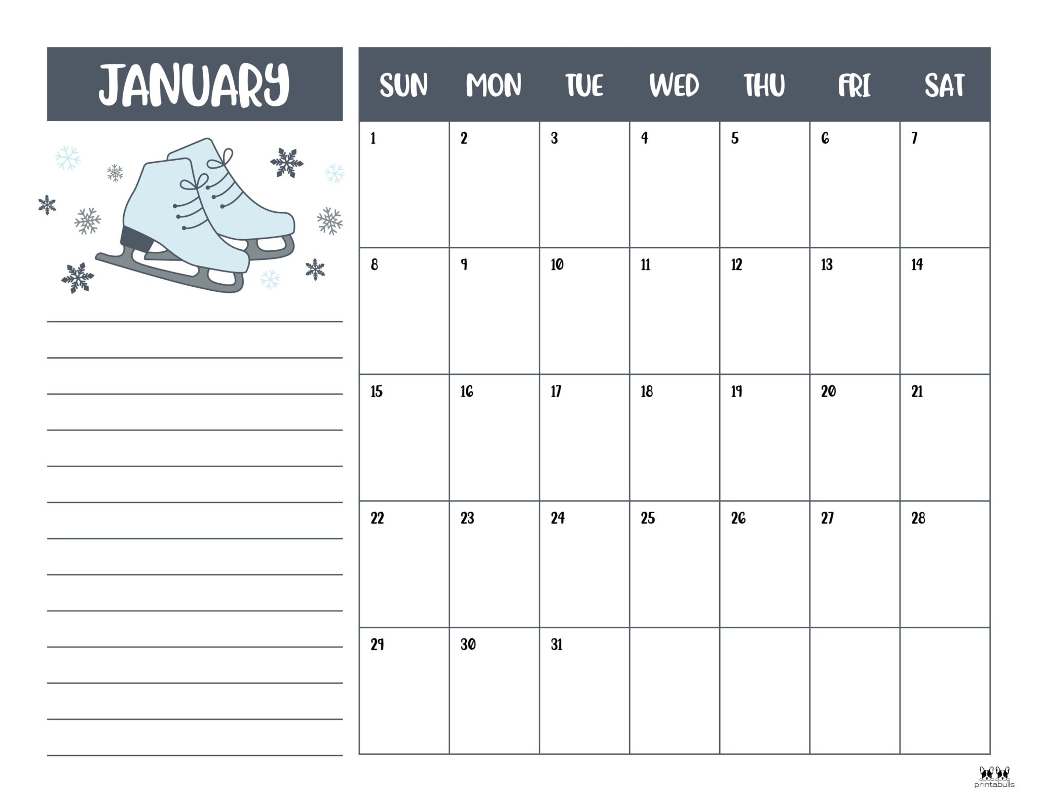 January 2023 Calendars - 50 FREE Printables | Printabulls