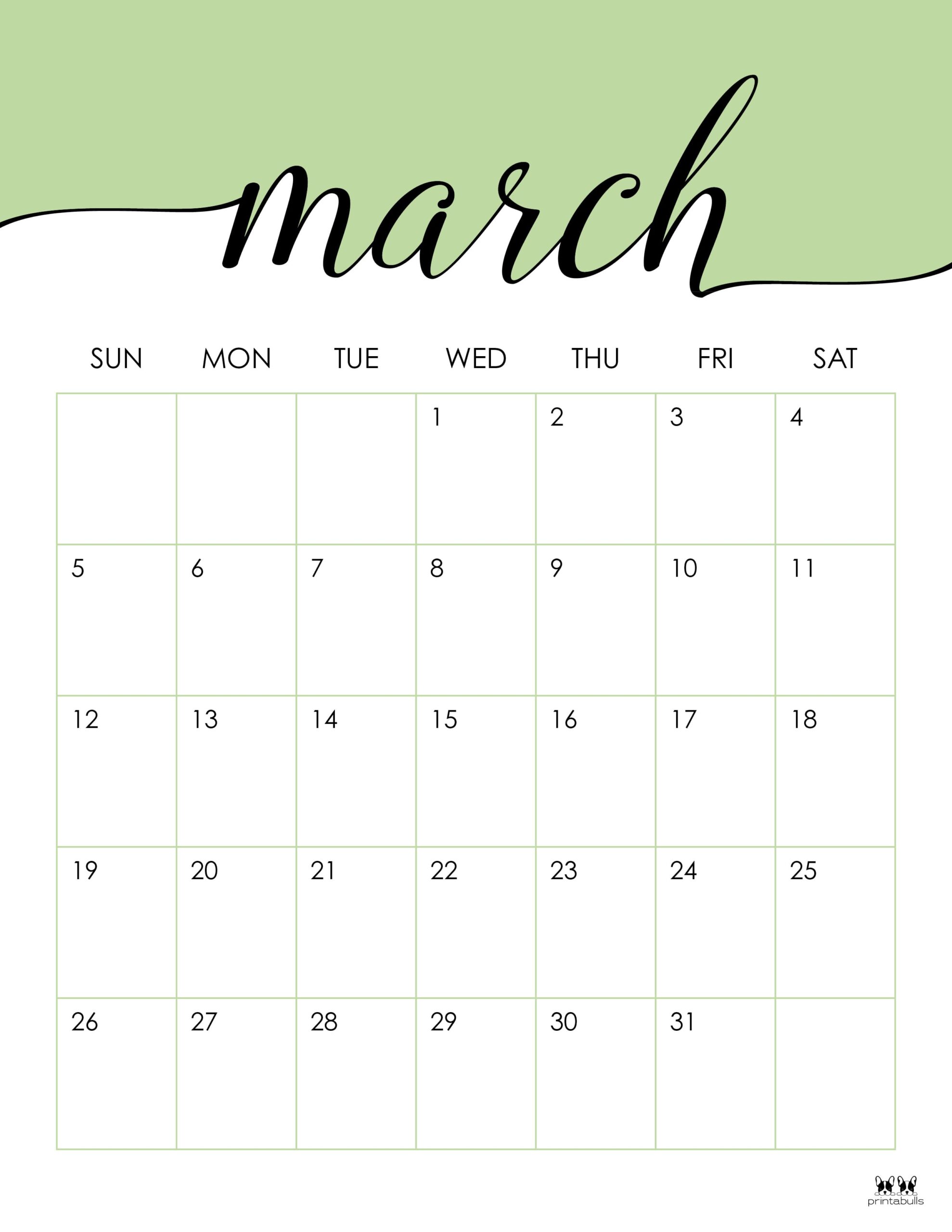 March 2023 Calendars - 50 FREE Printables | Printabulls