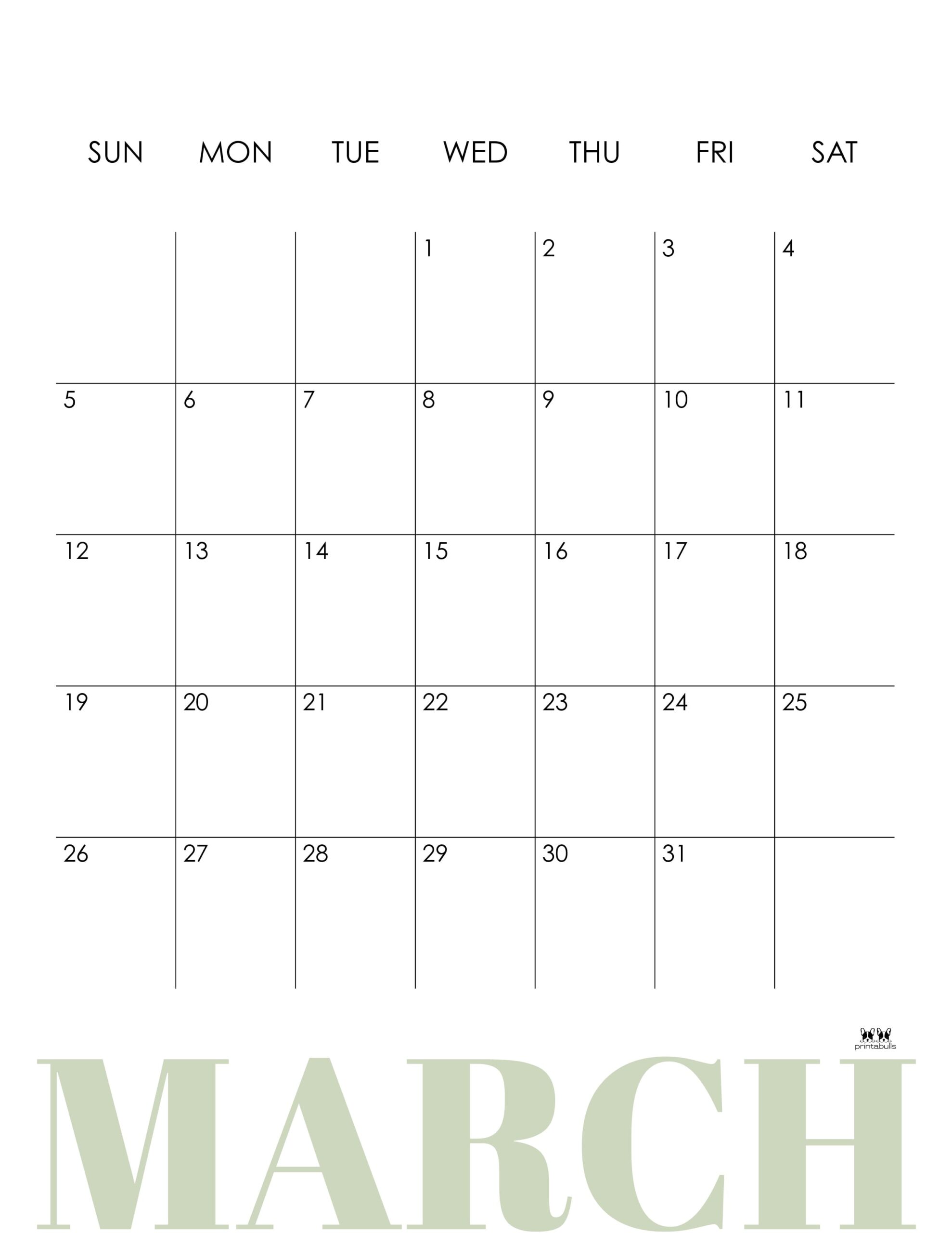 March 2023 Calendars - 50 FREE Printables | Printabulls
