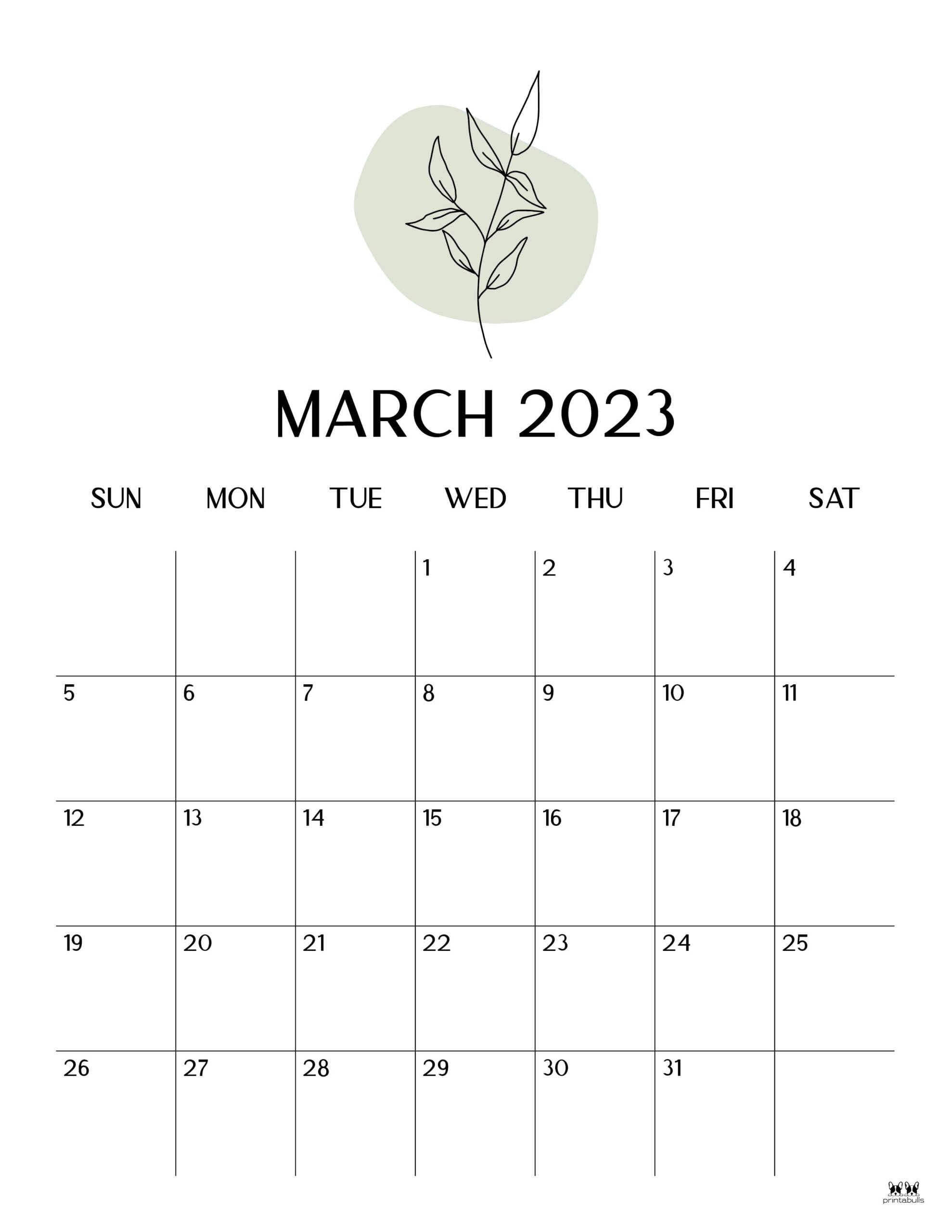 March 2023 Calendars - 50 FREE Printables | Printabulls