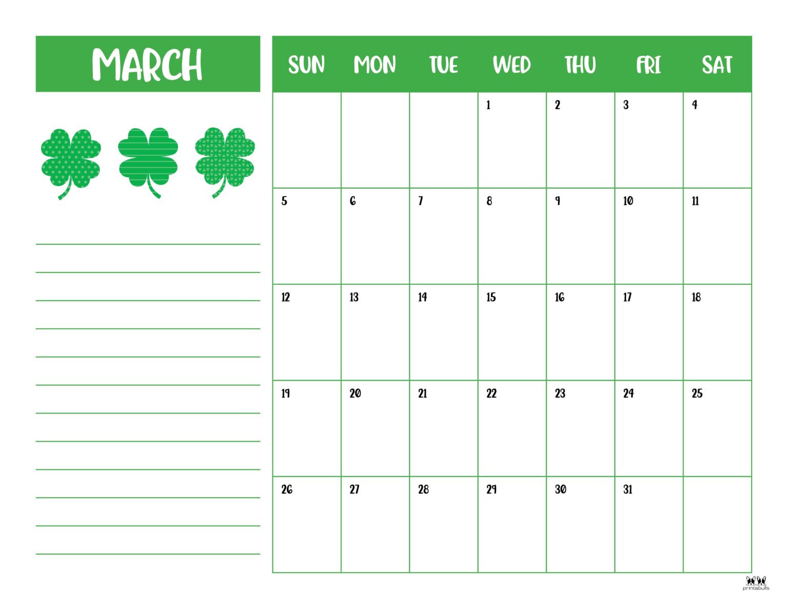 March 2023 Calendars - 50 FREE Printables | Printabulls