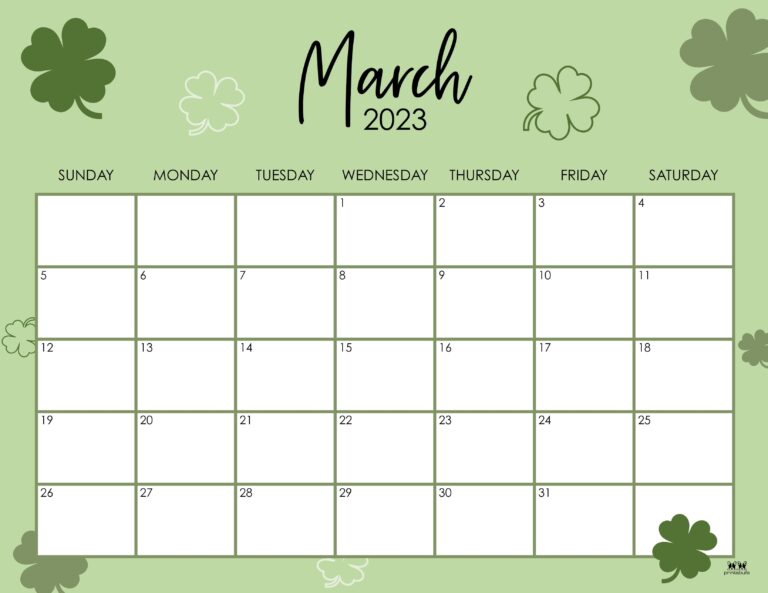 March 2023 Calendars - 50 FREE Printables | Printabulls