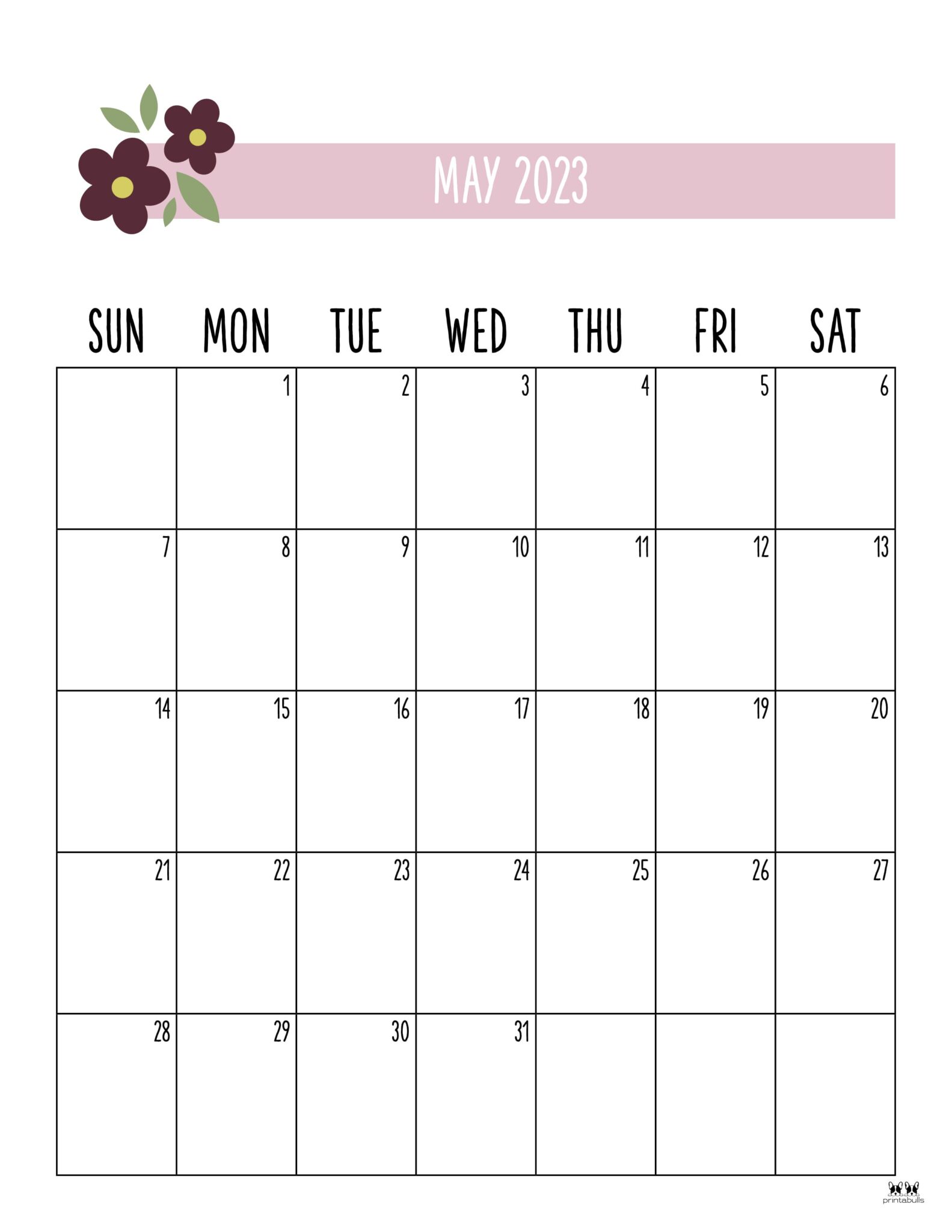 May 2023 Calendars - 50 FREE Printables | Printabulls