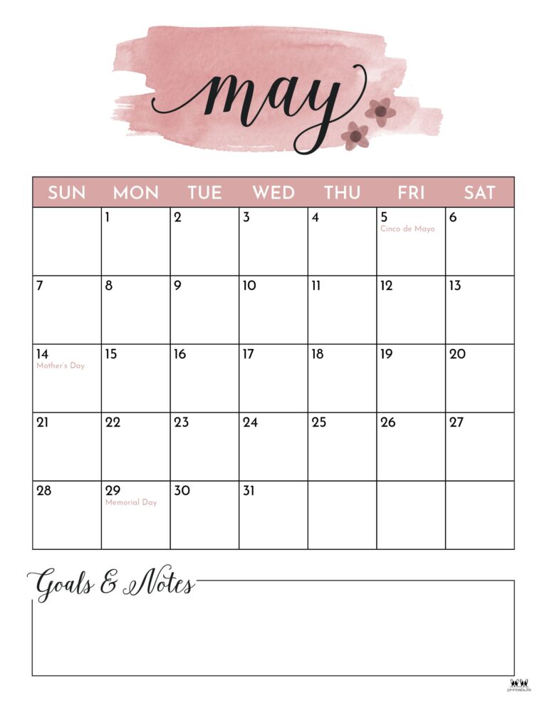 May 2023 Calendars - 50 FREE Printables | Printabulls