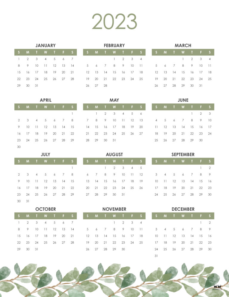 2023 Yearly Calendars - 28 FREE Printables | Printabulls 2023 Yearly Calendars - 28 FREE Printables | Printabulls