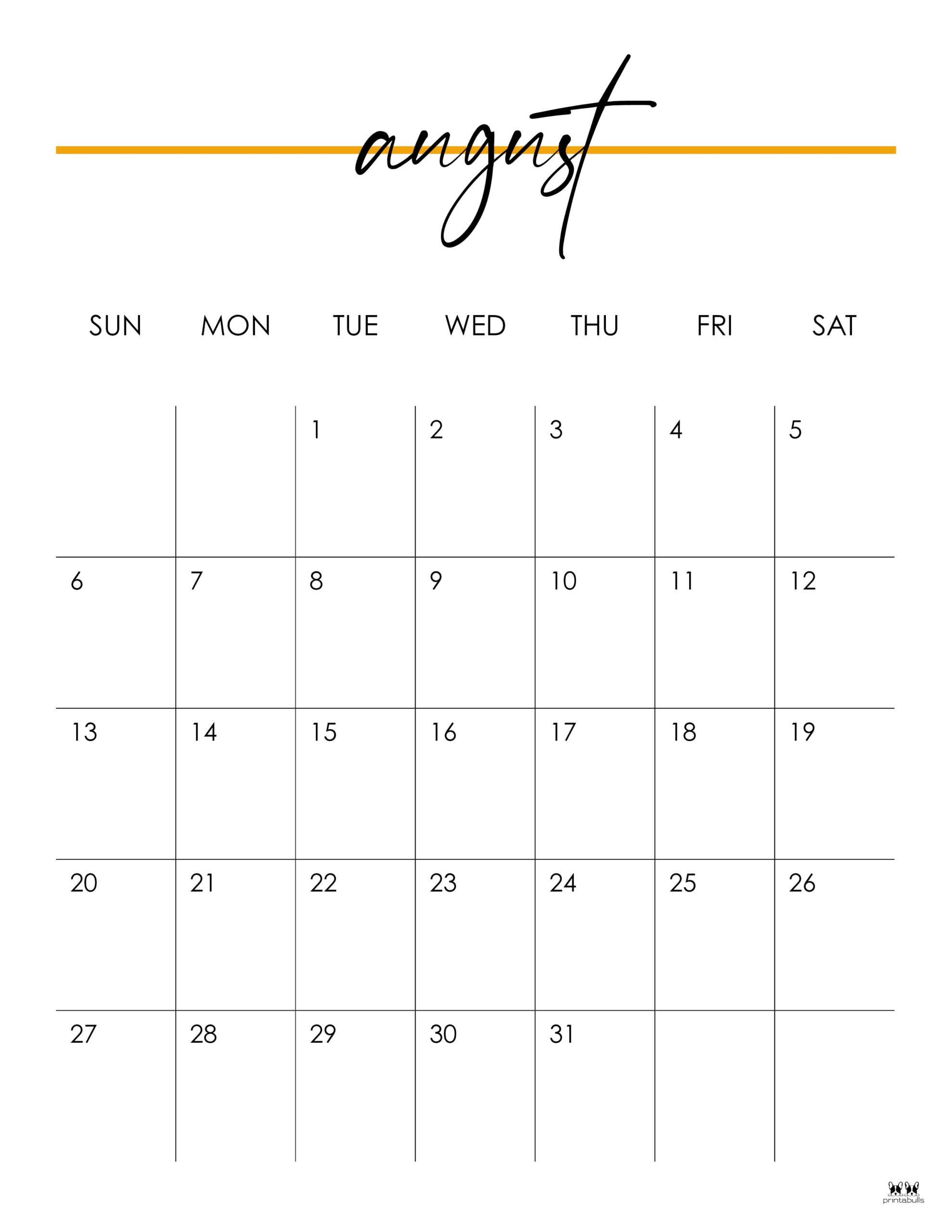 August 2023 Calendars - 50 FREE Printables | Printabulls