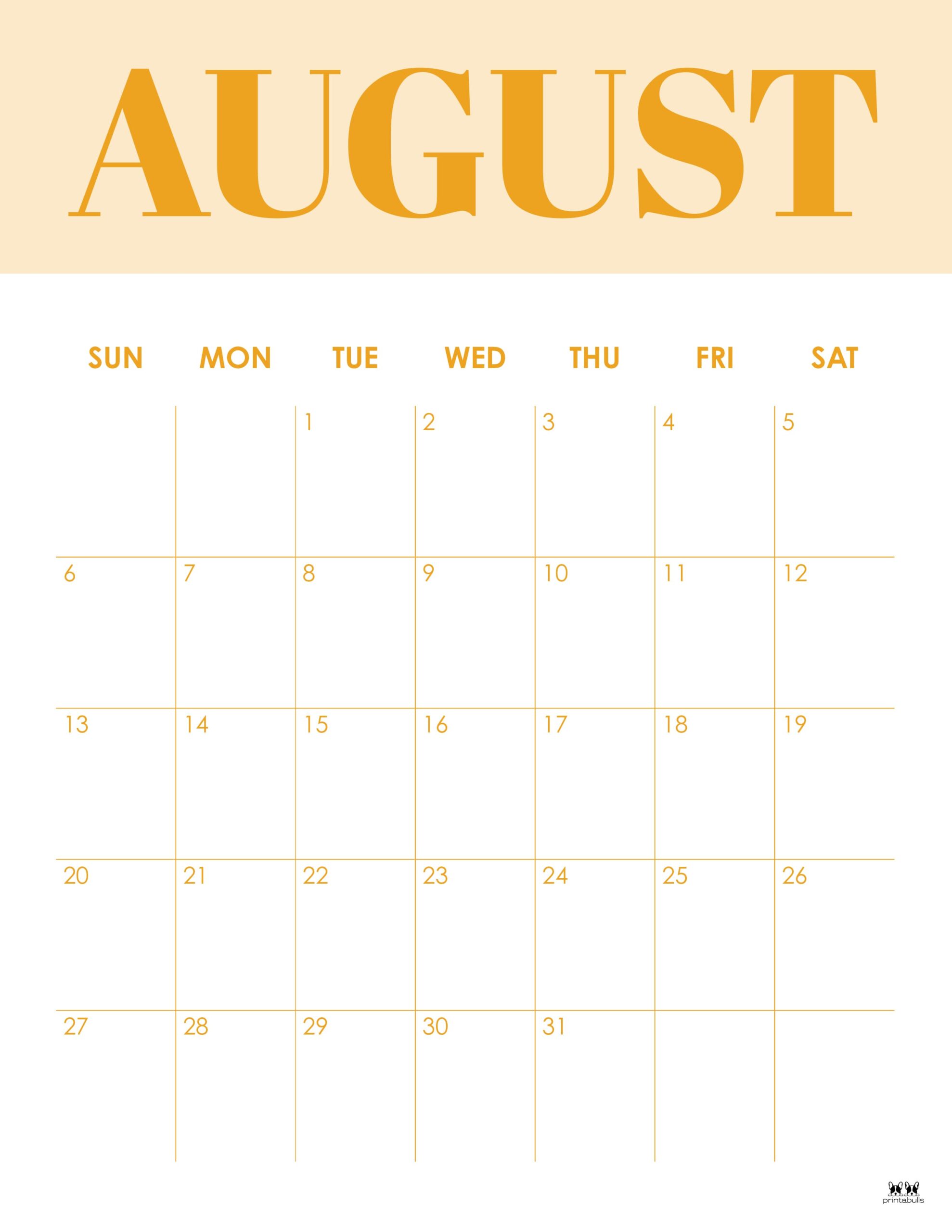 August 2023 Calendars - 50 FREE Printables | Printabulls