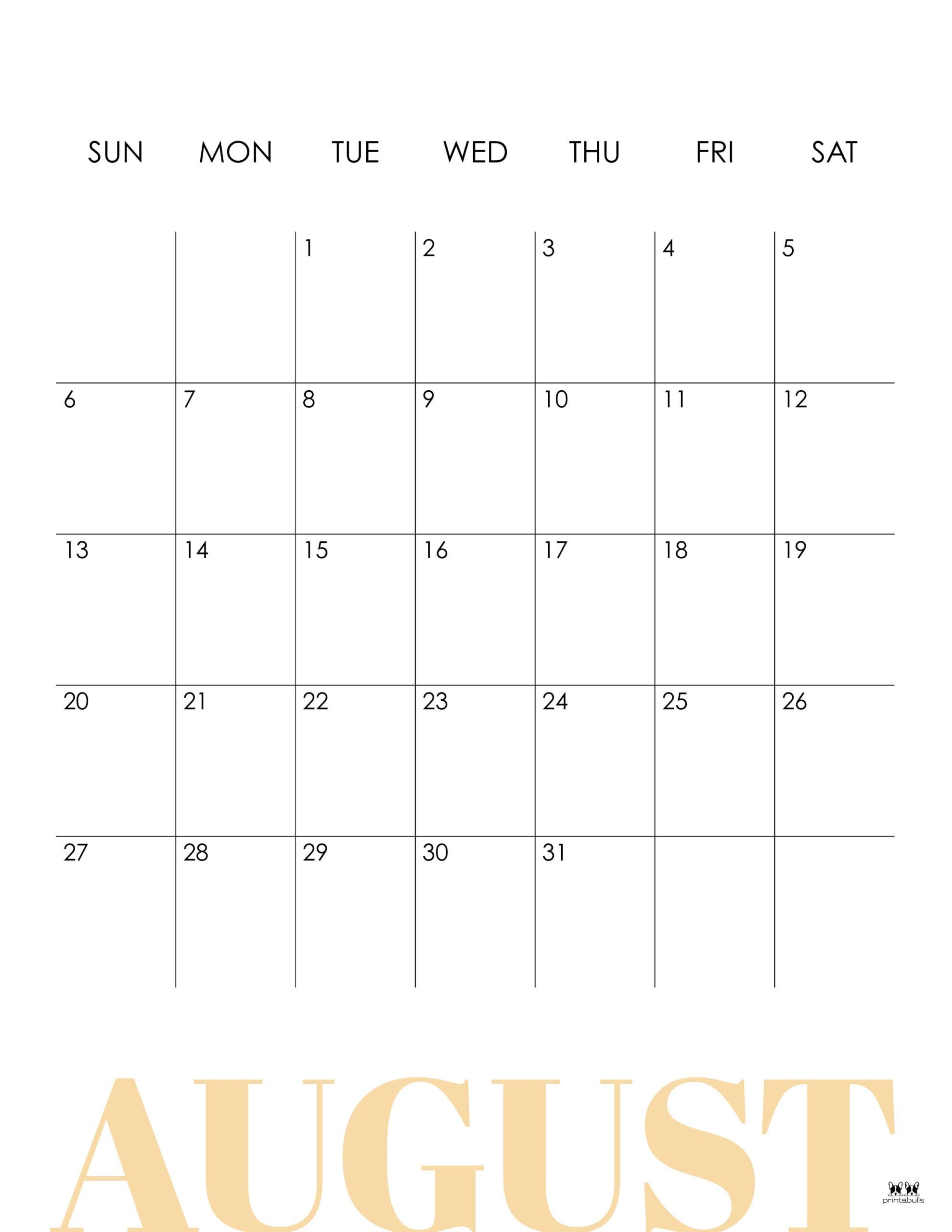 August 2023 Calendars - 50 FREE Printables | Printabulls