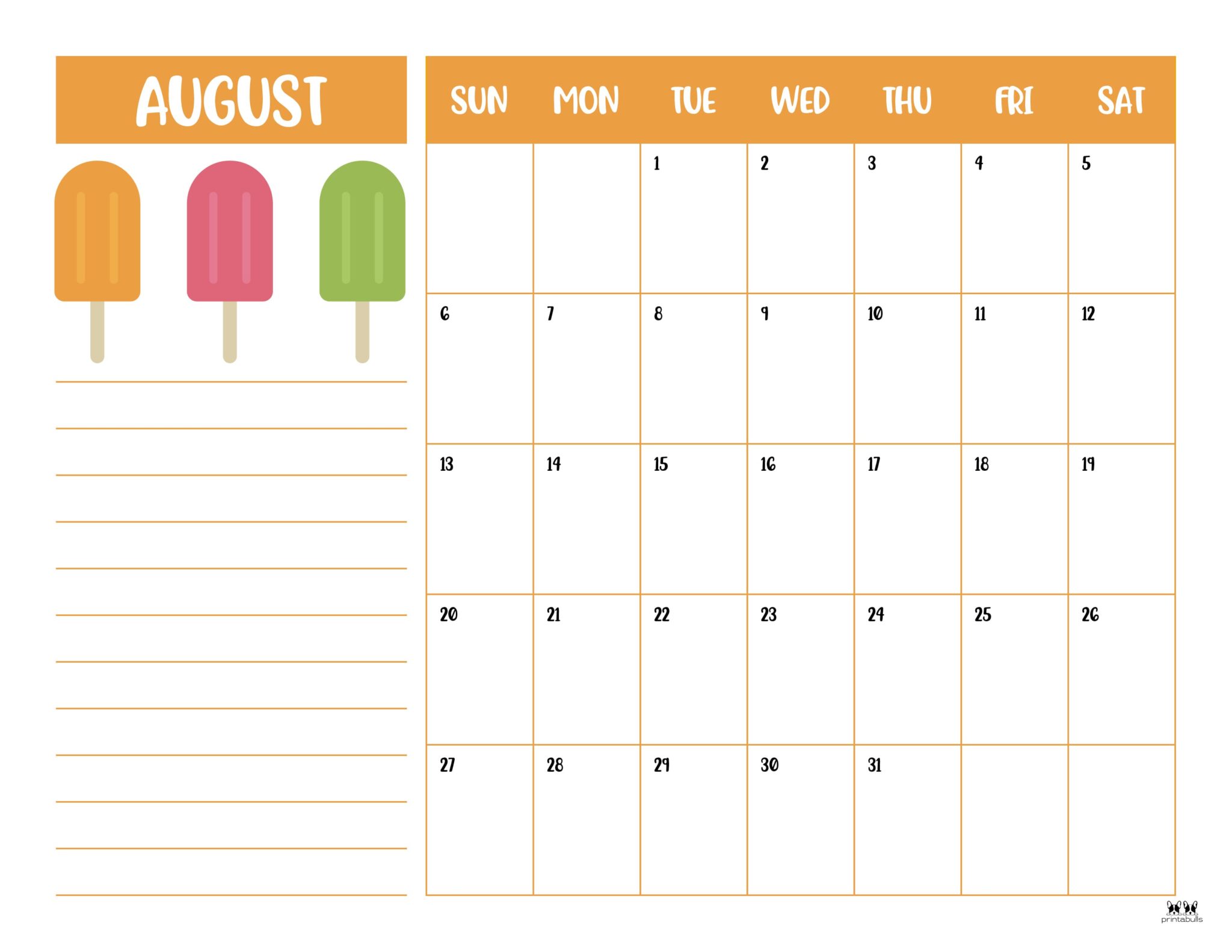 August 2023 Calendars - 50 FREE Printables | Printabulls
