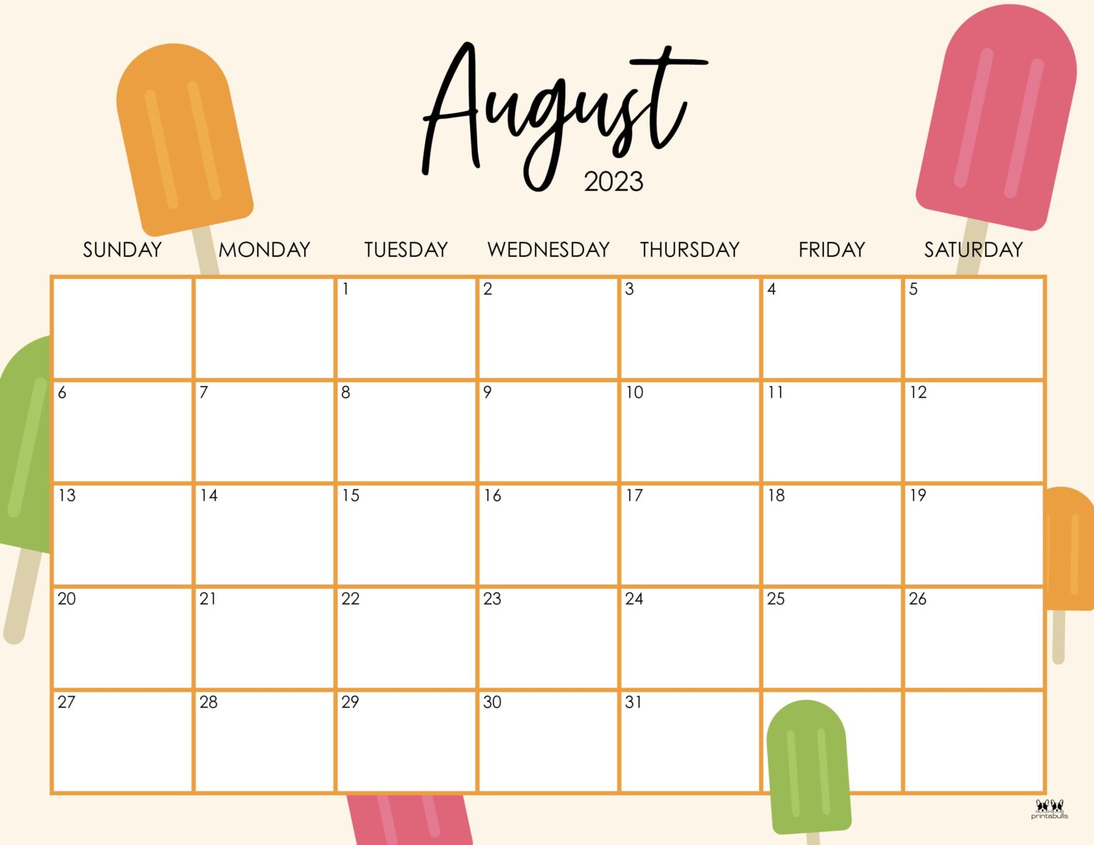 August 2023 Calendars - 50 FREE Printables | Printabulls