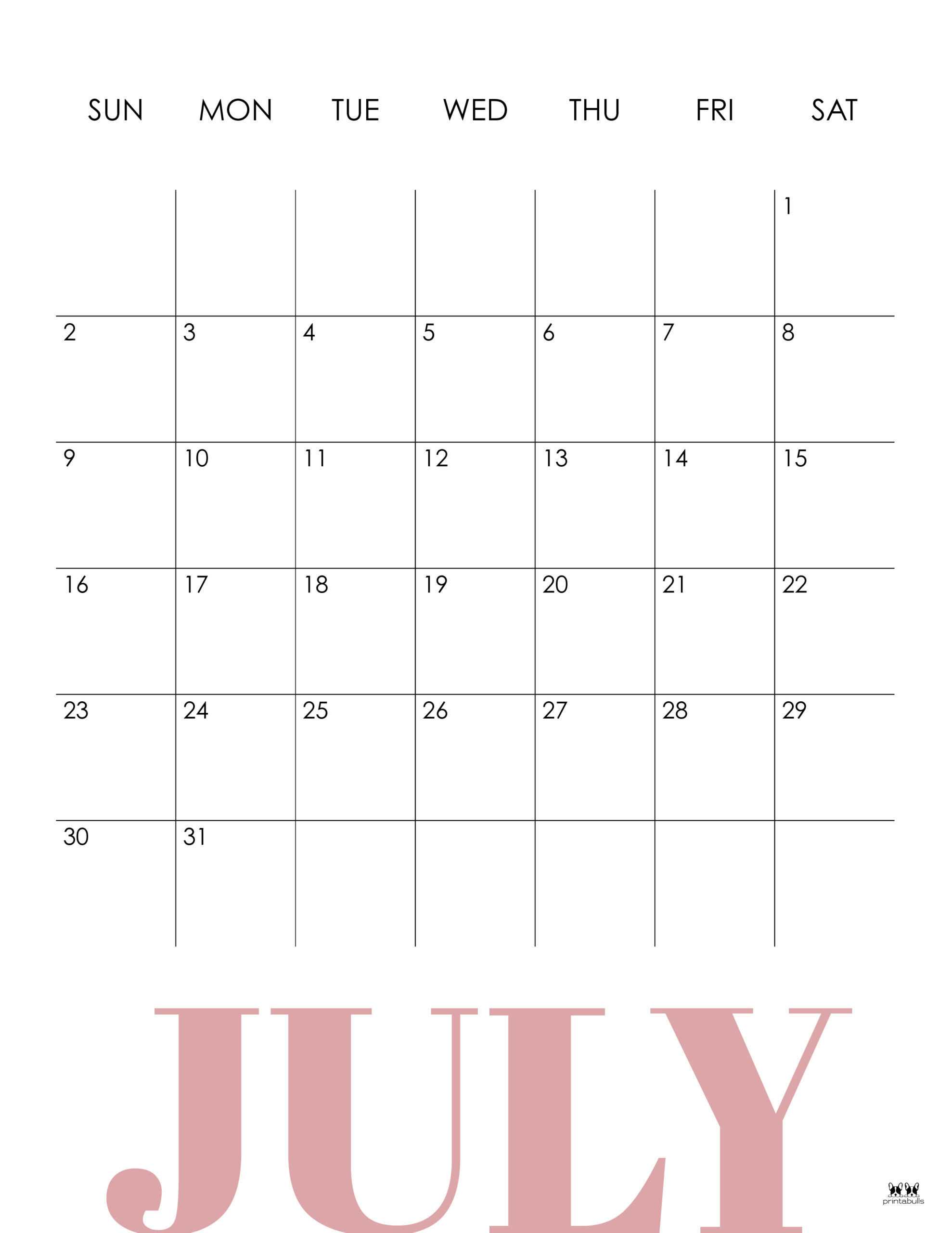 July 2023 Calendars - 50 FREE Printables | Printabulls