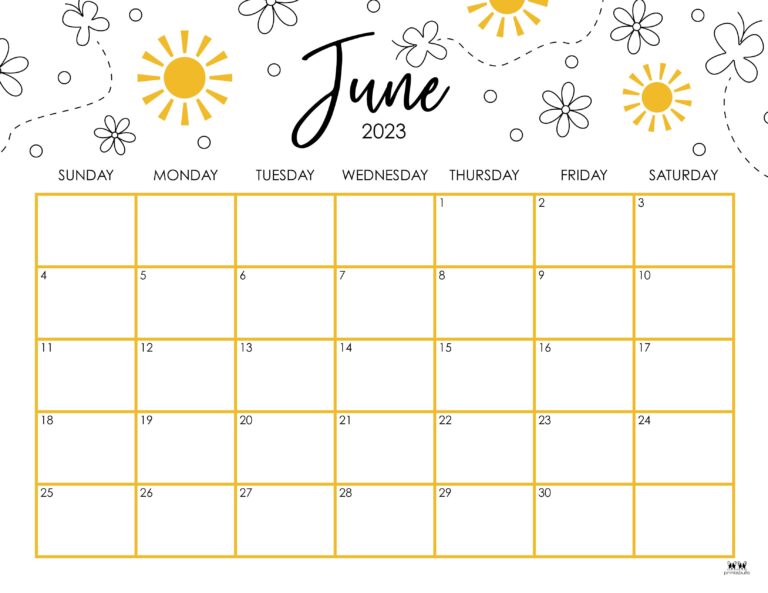 June 2023 Calendars - 50 FREE Printables | Printabulls