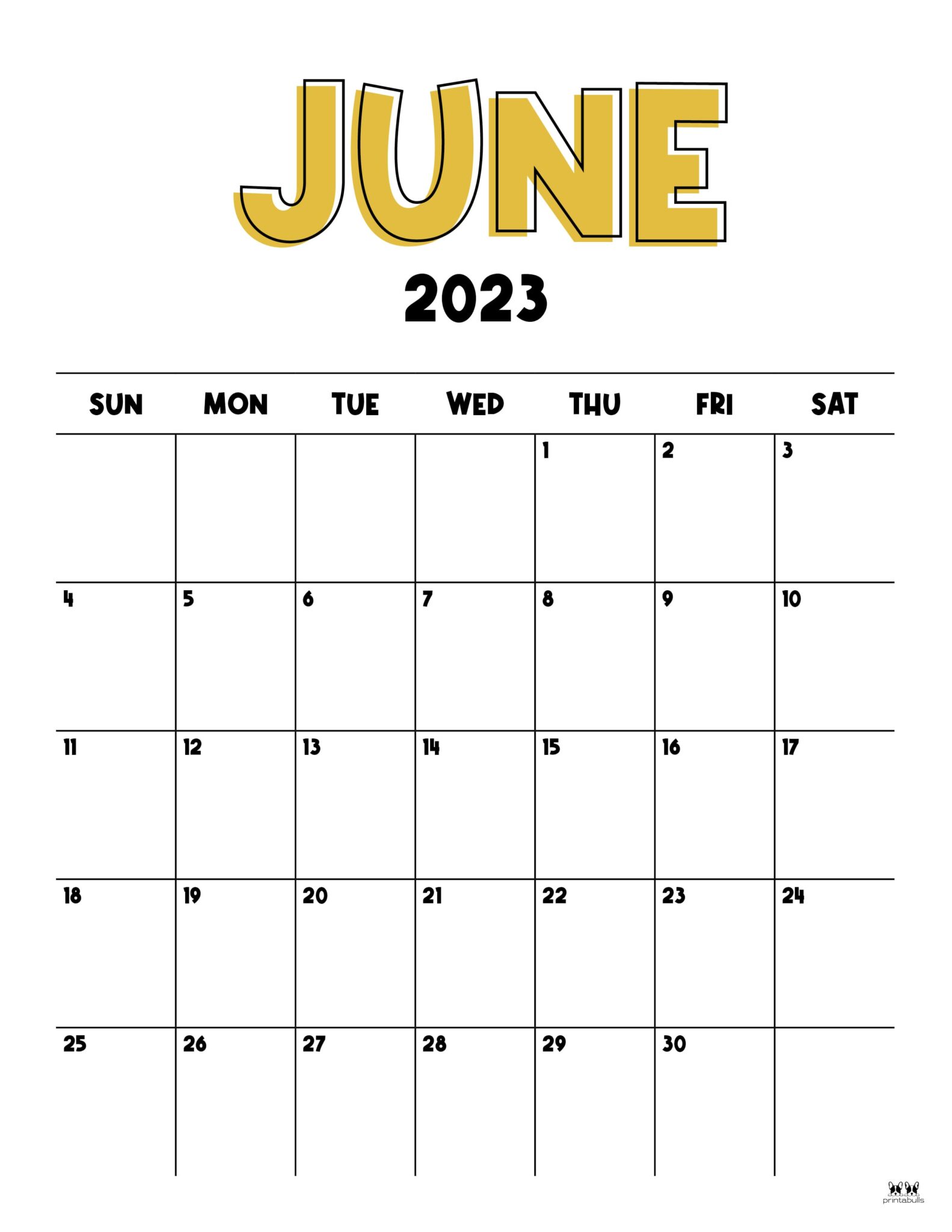 June 2023 Calendars - 50 FREE Printables | Printabulls