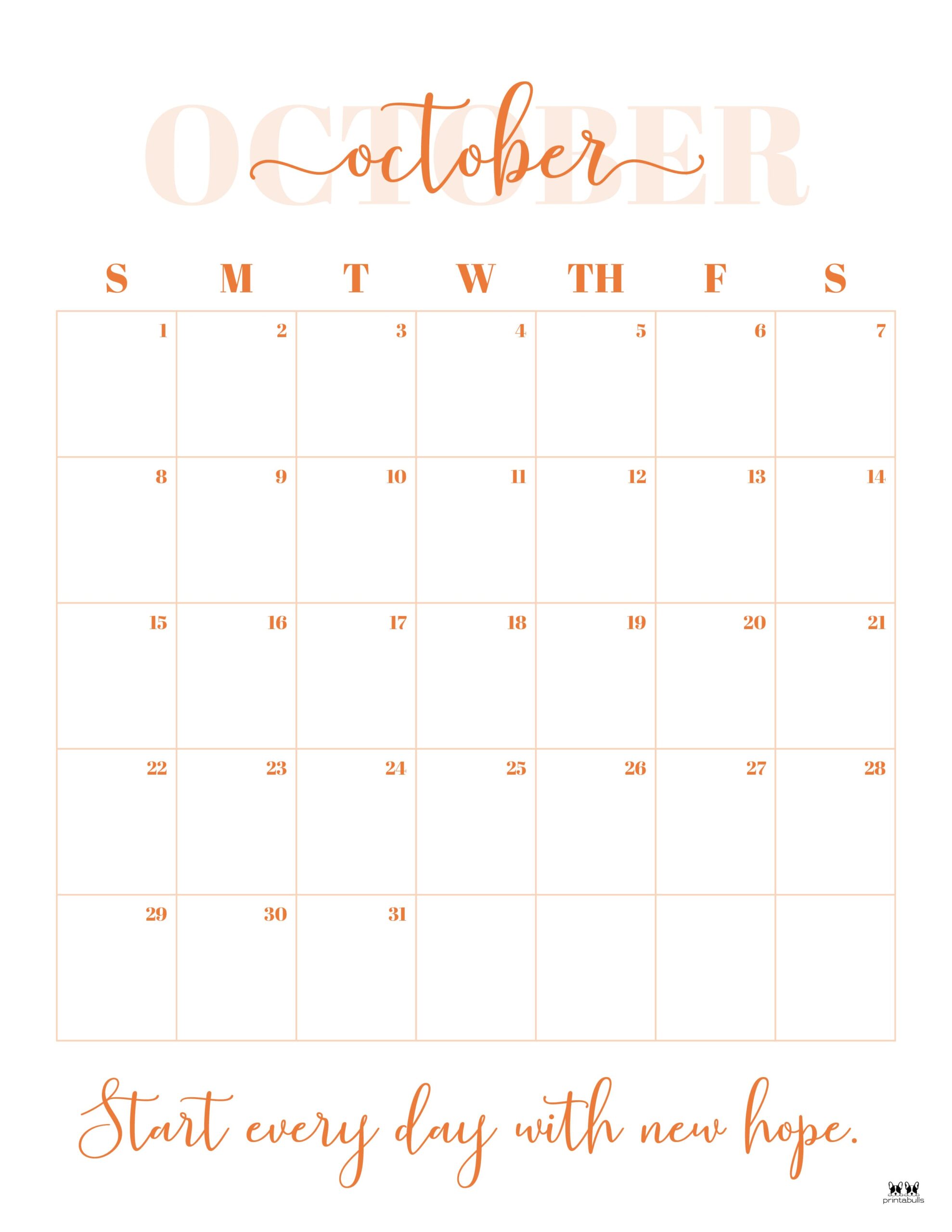 October 2023 Calendars - 50 FREE Printables | Printabulls