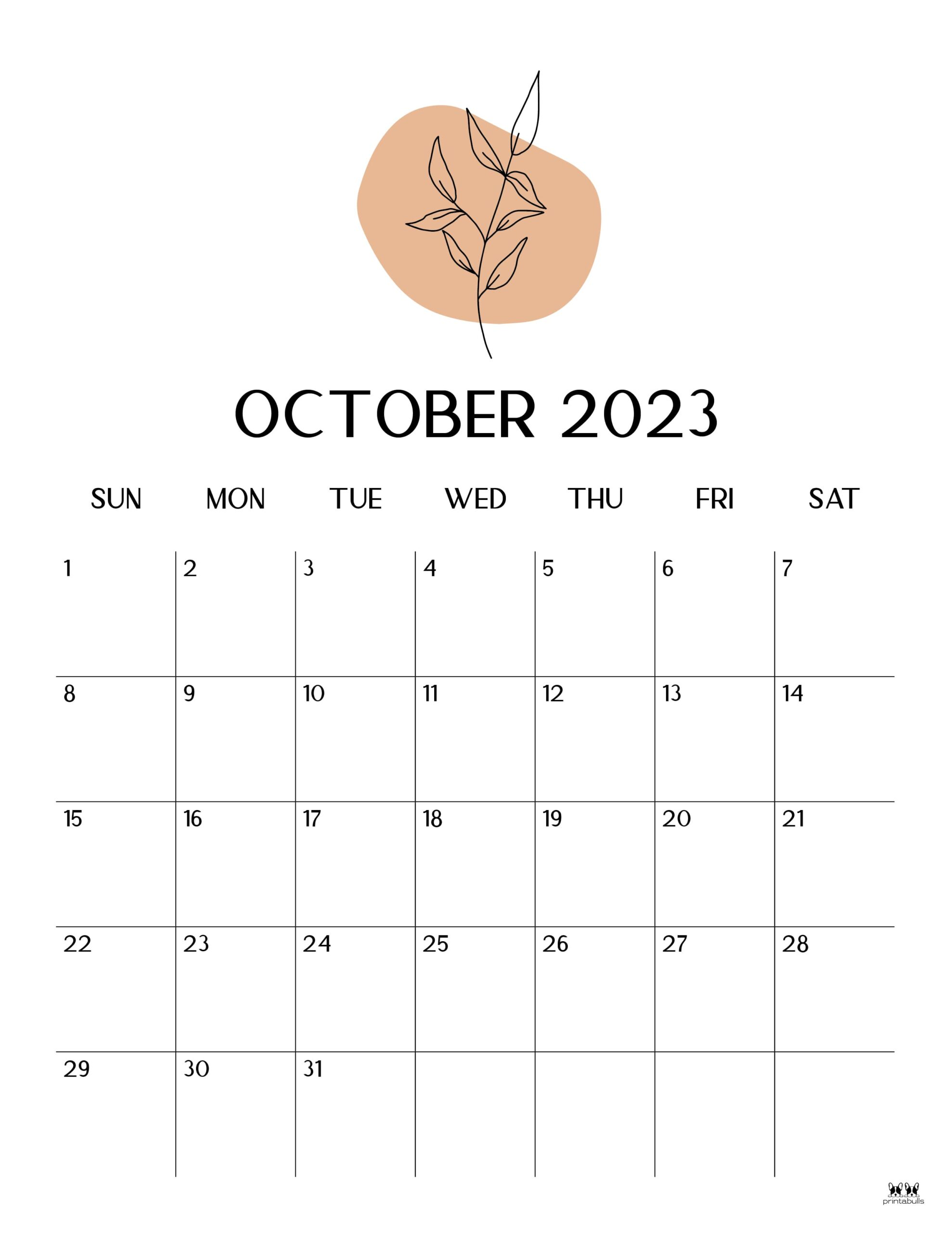 October 2023 Calendars - 50 FREE Printables | Printabulls