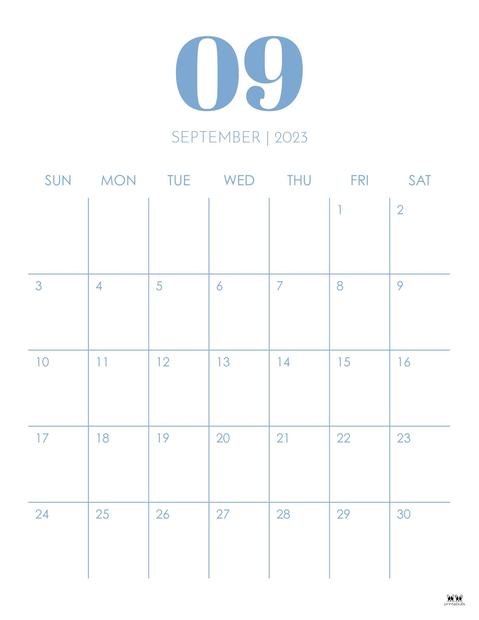 September 2023 Calendars - 50 FREE Printables | Printabulls