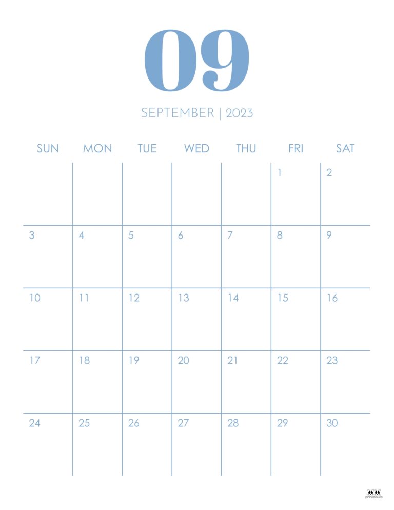September 2023 Calendars - 50 FREE Printables | Printabulls