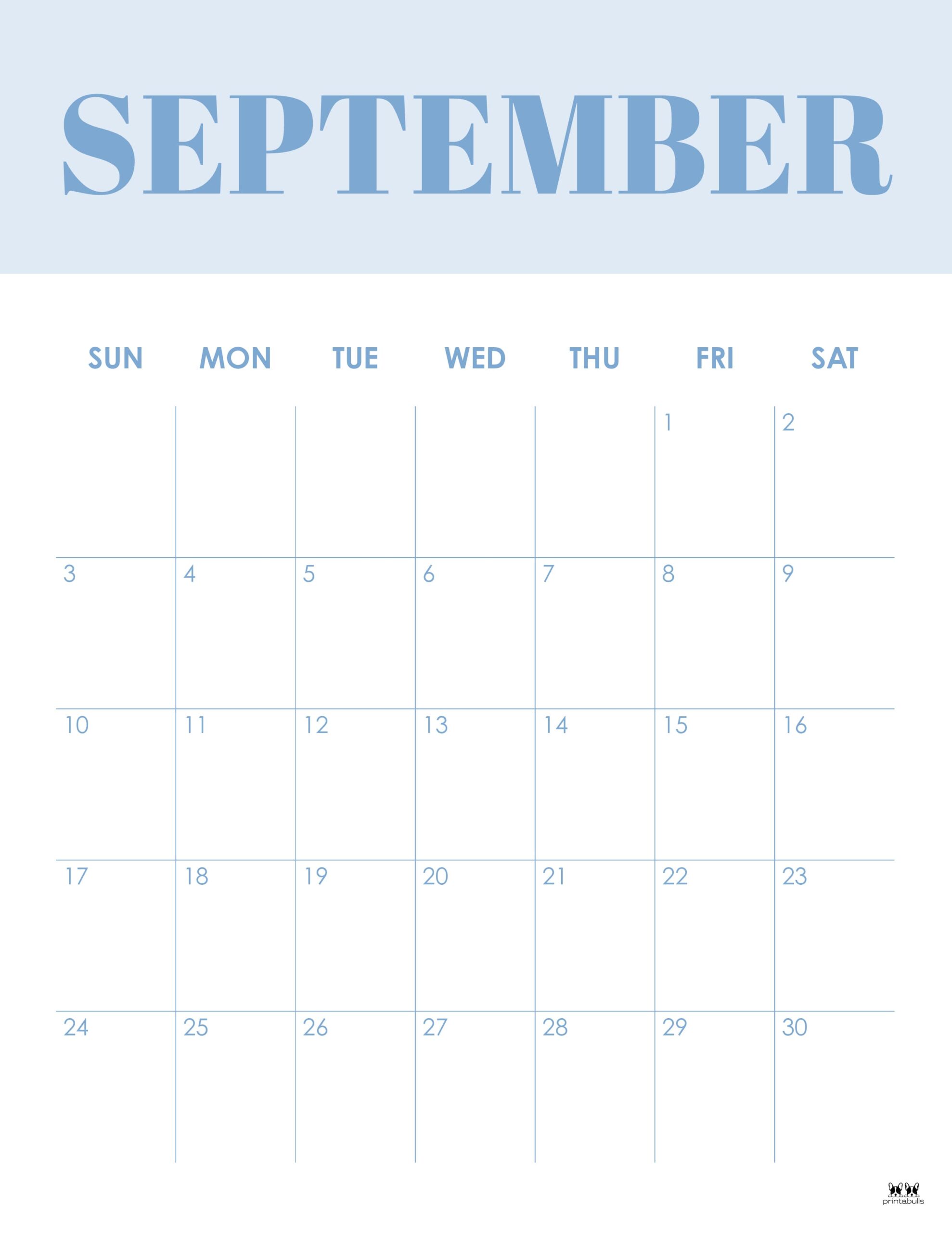 September 2023 Calendars - 50 FREE Printables | Printabulls