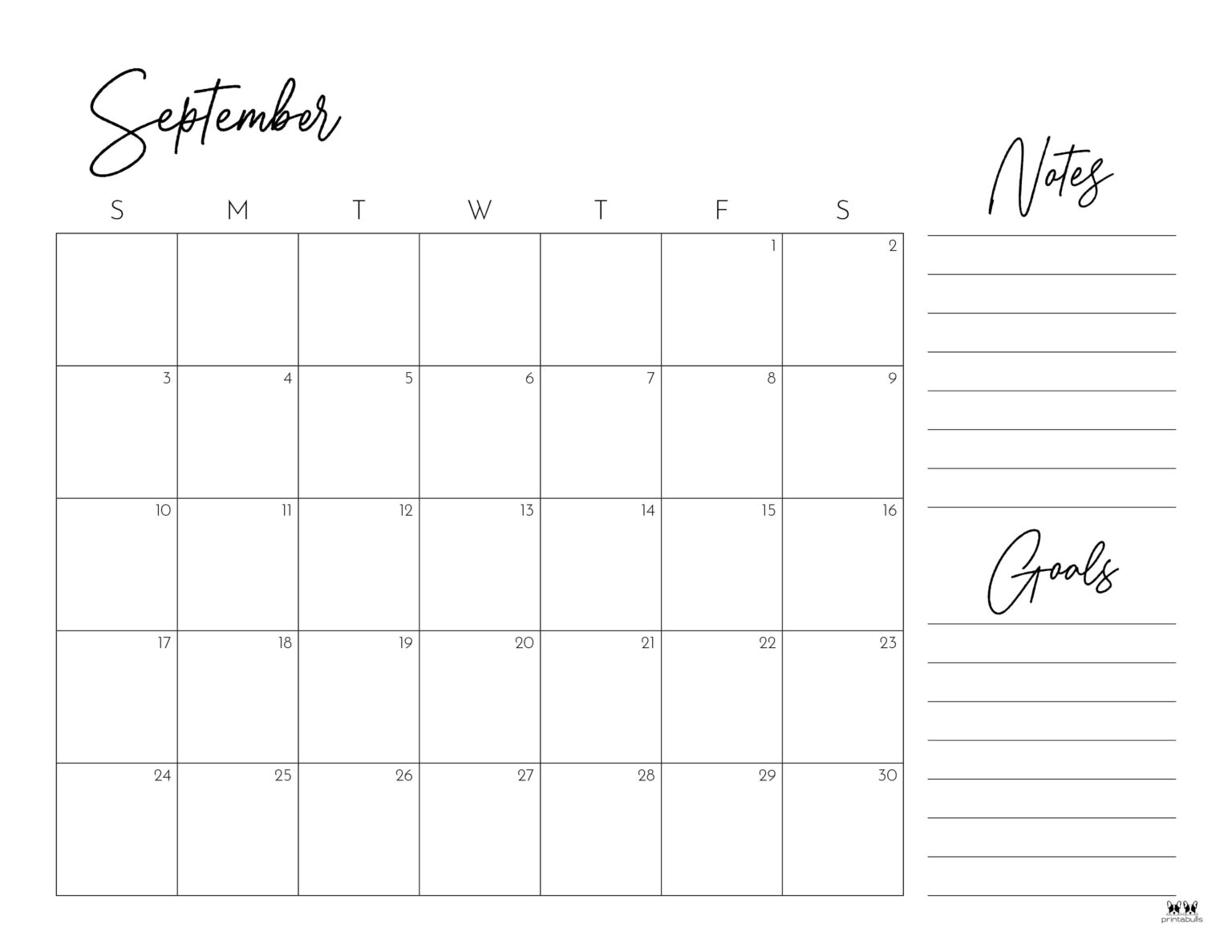 September 2023 Calendars - 50 FREE Printables | Printabulls