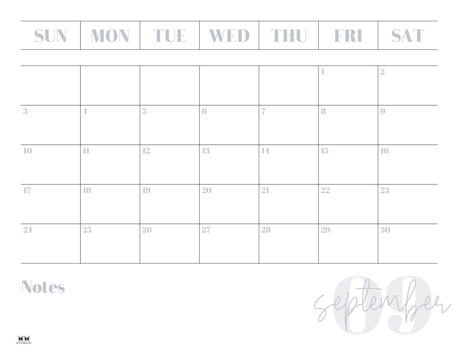 September 2023 Calendars - 50 FREE Printables | Printabulls