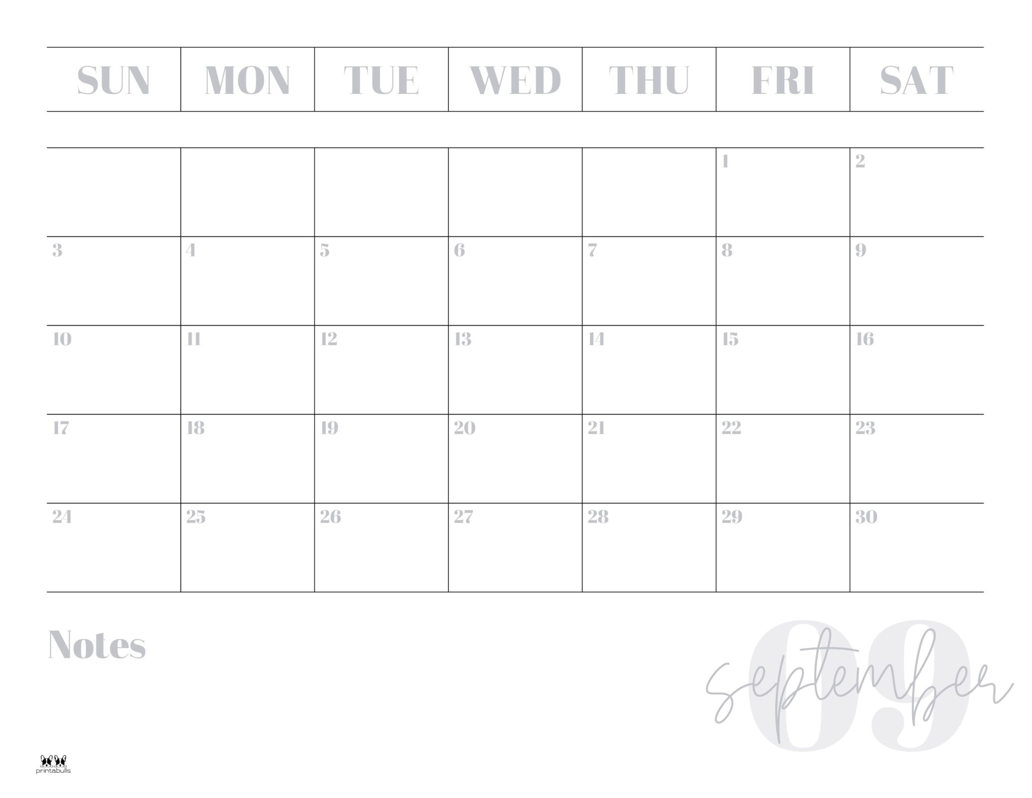 September 2023 Calendars - 50 FREE Printables | Printabulls
