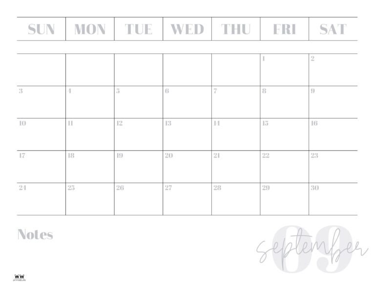 September 2023 Calendars - 50 FREE Printables - PrintaBulk