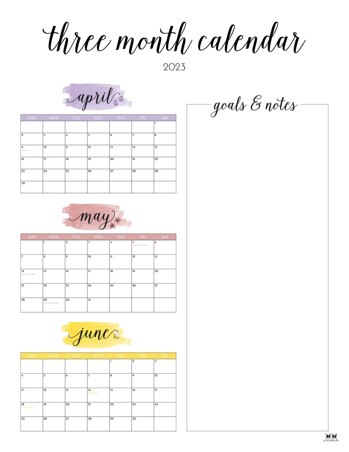 Three Month/Quarterly Calendars - 32 FREE Calendars | Printabulls