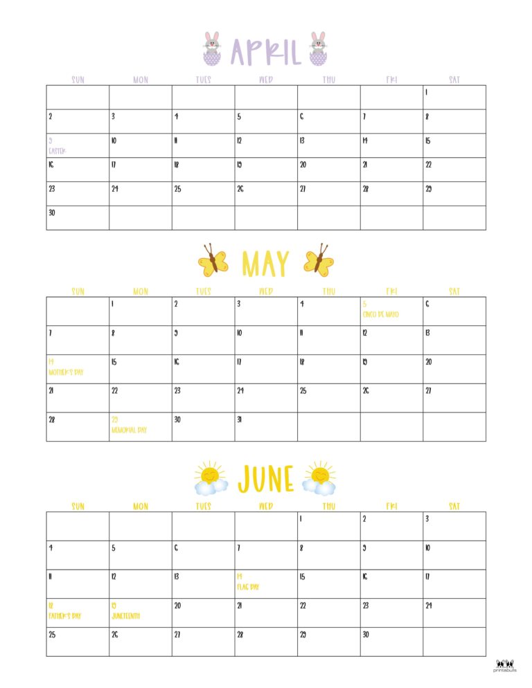 Three Month/Quarterly Calendars - 32 FREE Calendars | Printabulls