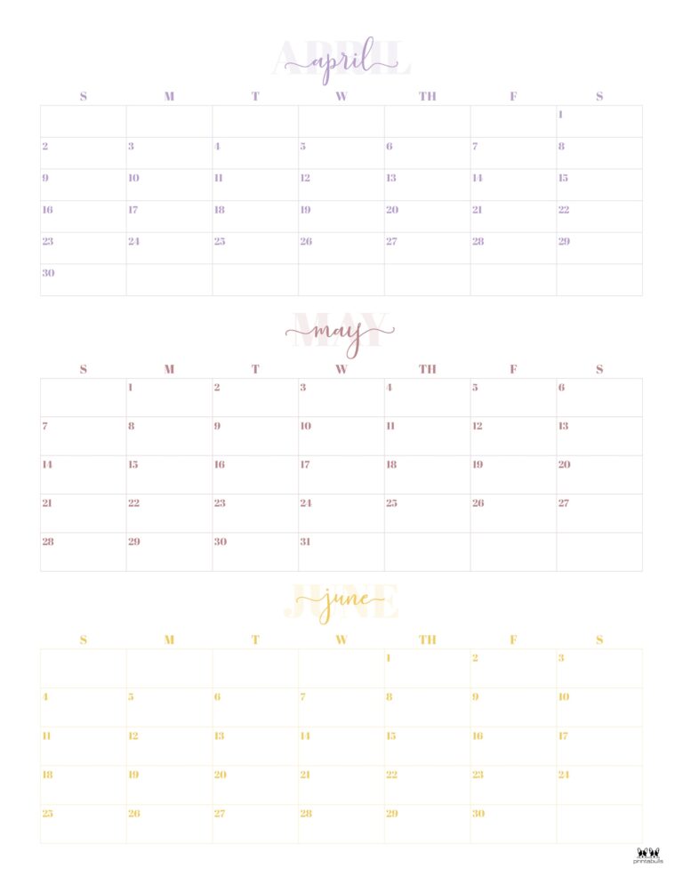 Three Month/Quarterly Calendars - 32 FREE Calendars | Printabulls