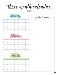 Three Month/Quarterly Calendars - 32 FREE Calendars | Printabulls