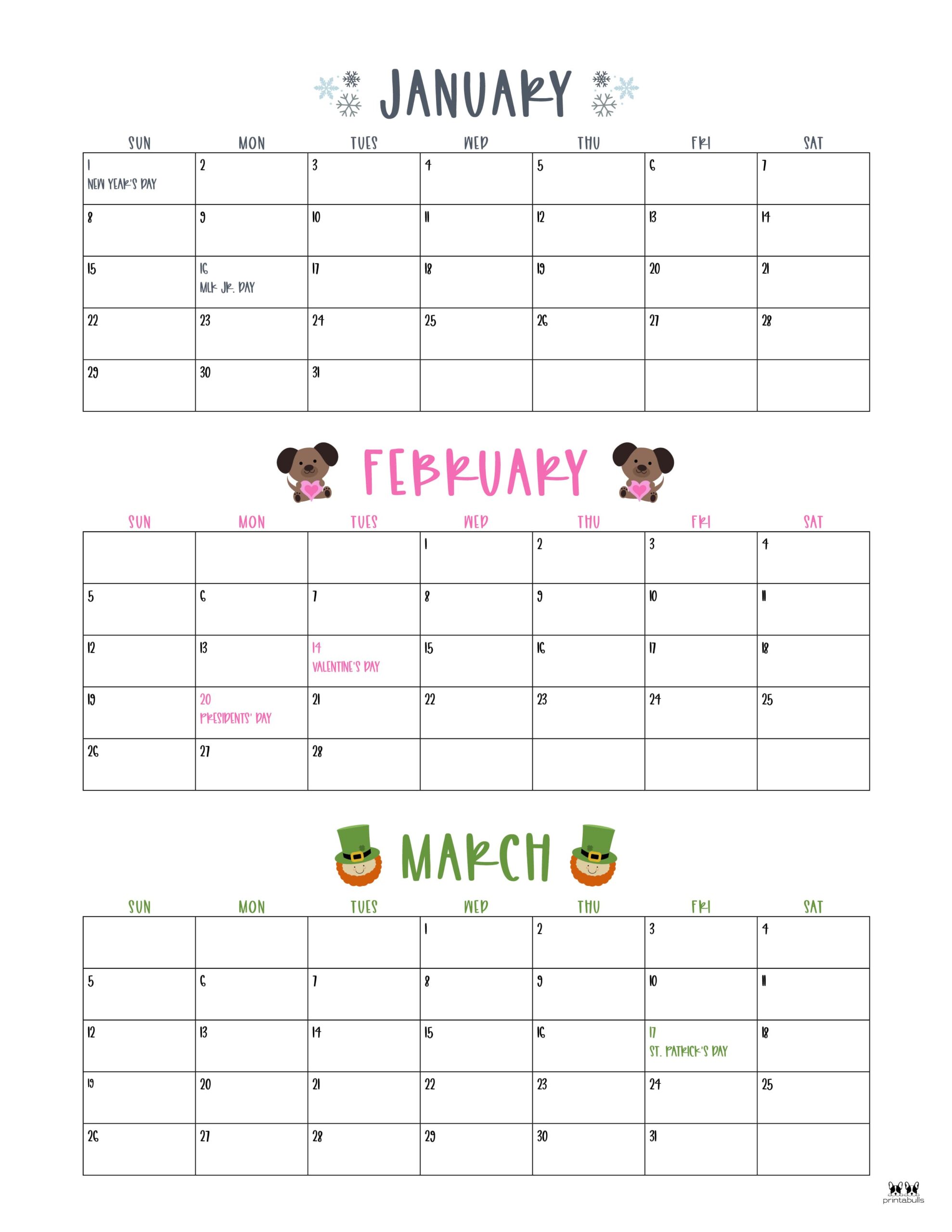 Three Month/Quarterly Calendars - 32 FREE Calendars | Printabulls