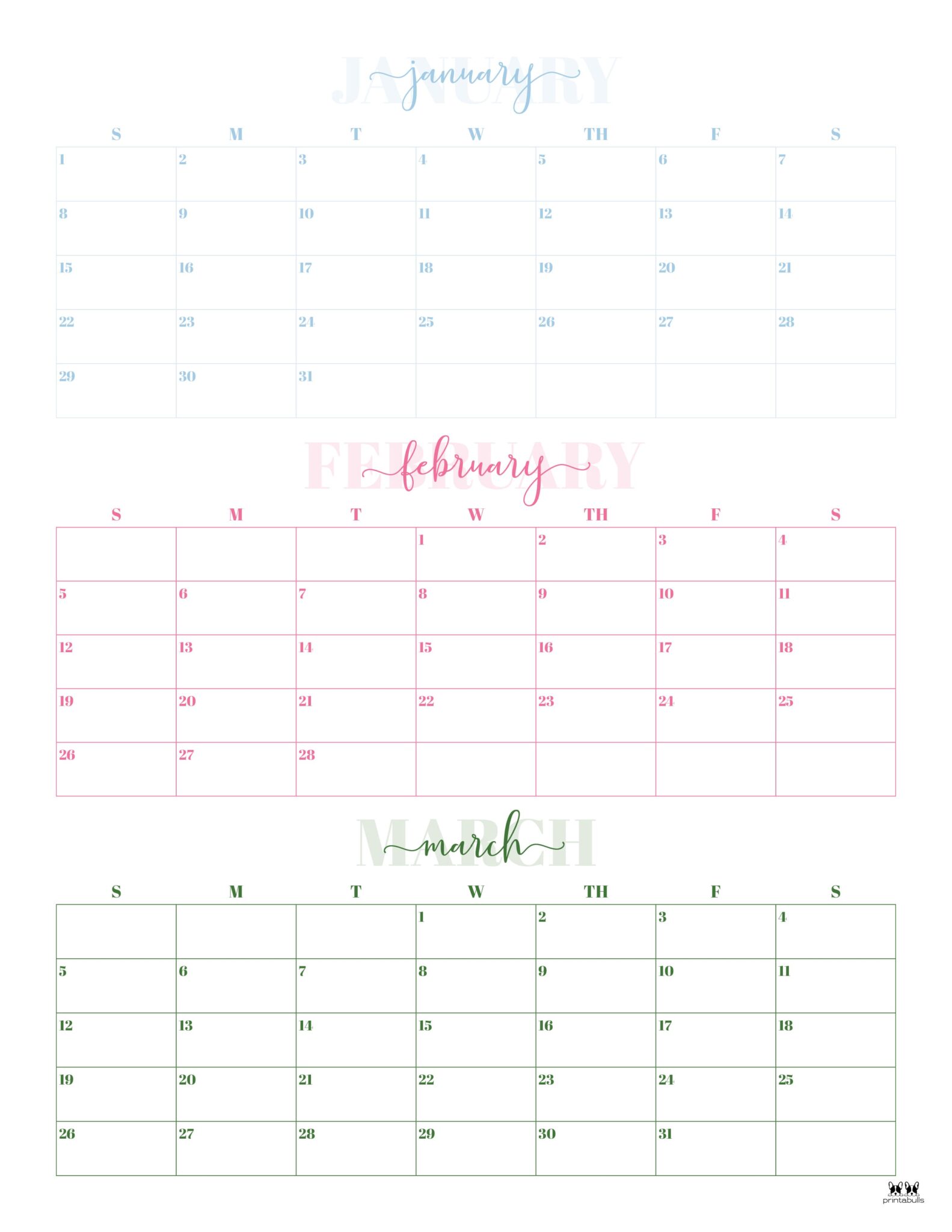 Three Month/Quarterly Calendars - 32 FREE Calendars | Printabulls