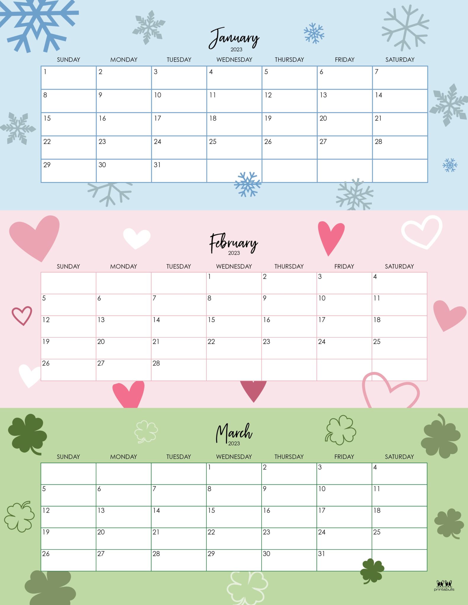 Three Month/Quarterly Calendars - 32 FREE Calendars | Printabulls