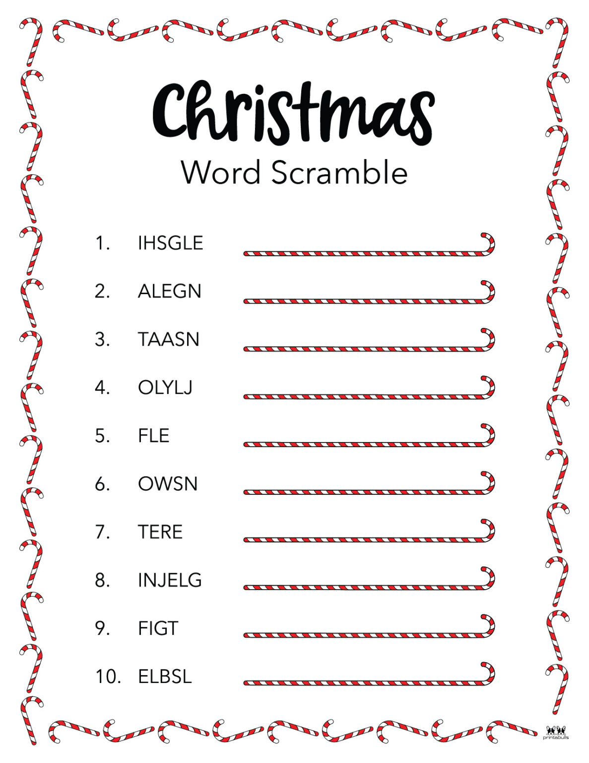 Christmas Word Scrambles - 15 FREE Printables | Printabulls