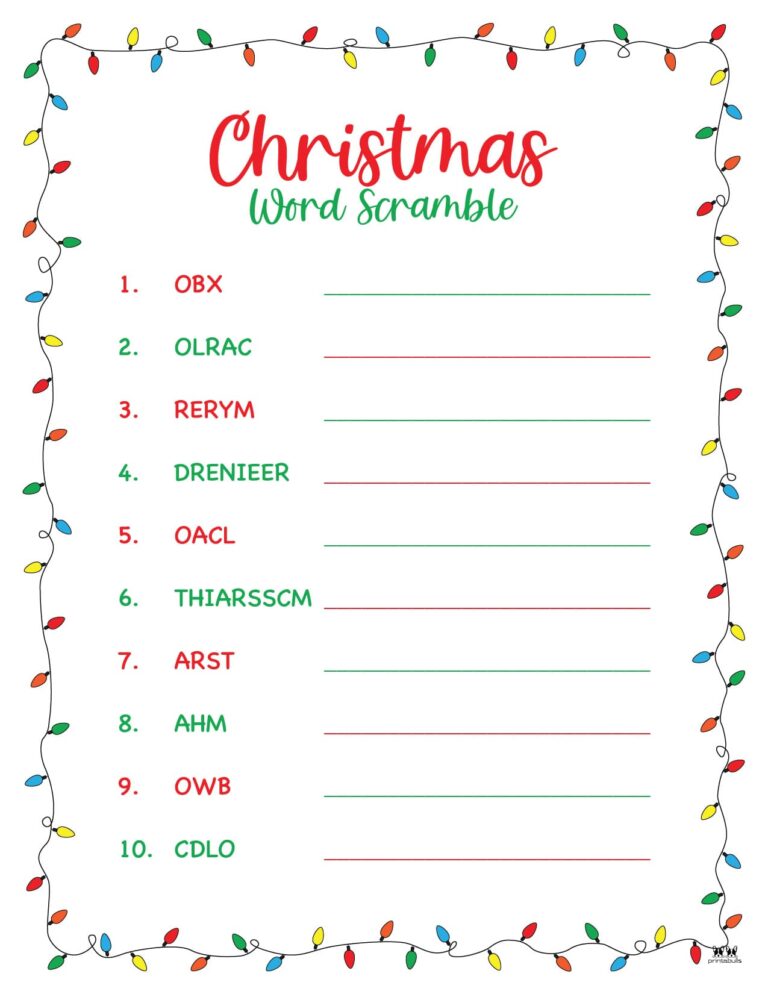 Christmas Word Scrambles - 15 FREE Printables | Printabulls