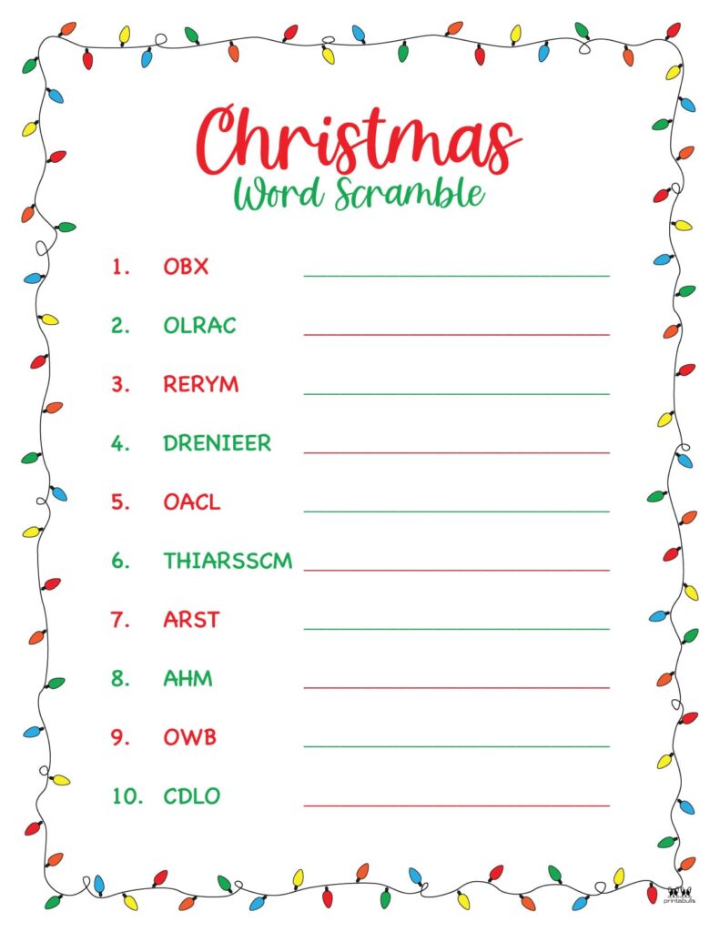 Christmas Word Scrambles 15 FREE Printables PrintaBulk