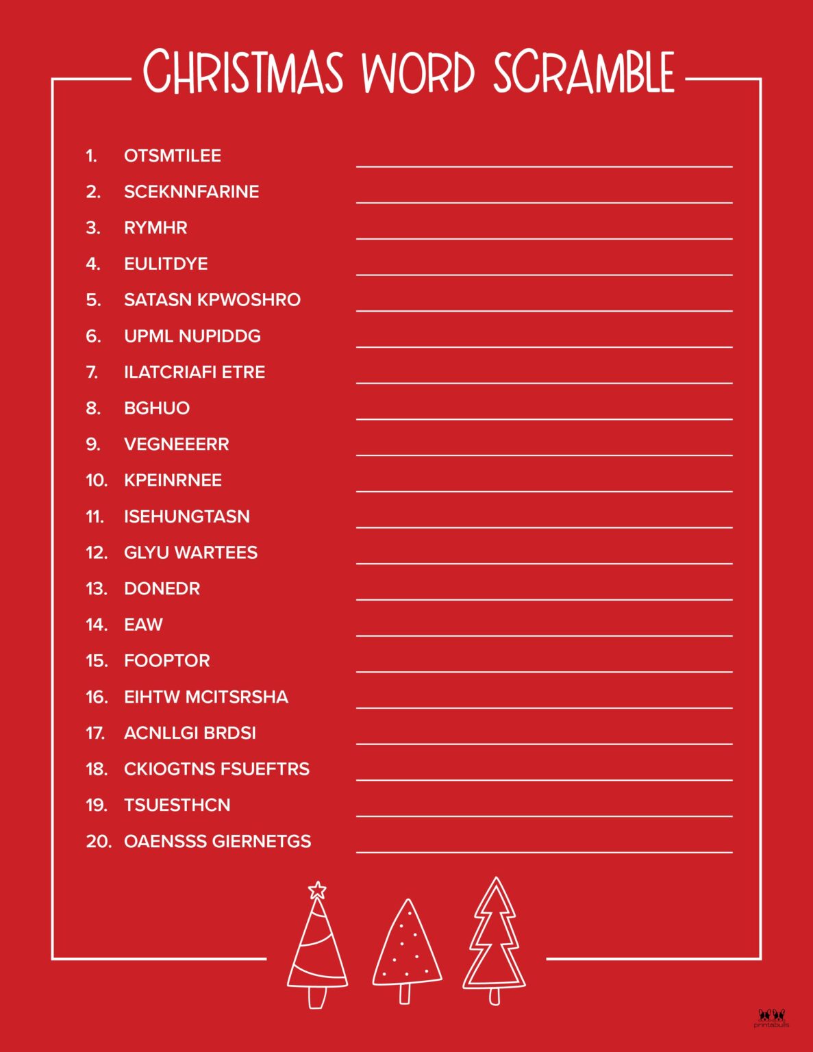 Christmas Word Scrambles 15 FREE Printables Printabulls