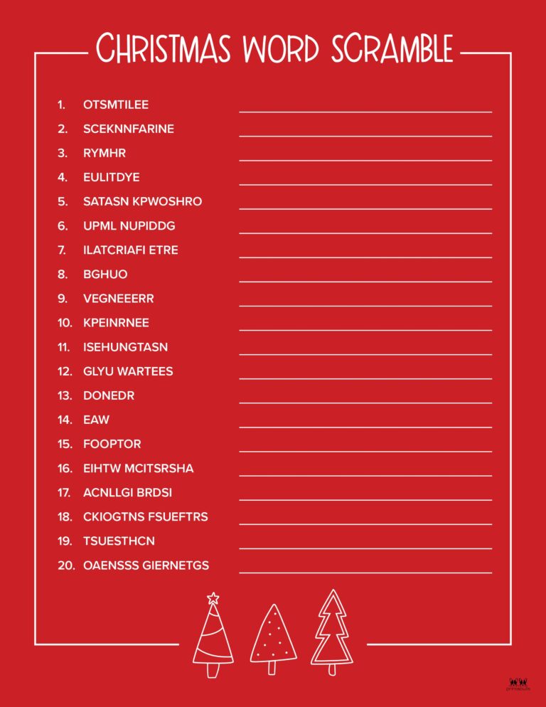 Christmas Word Scrambles - 15 FREE Printables | Printabulls
