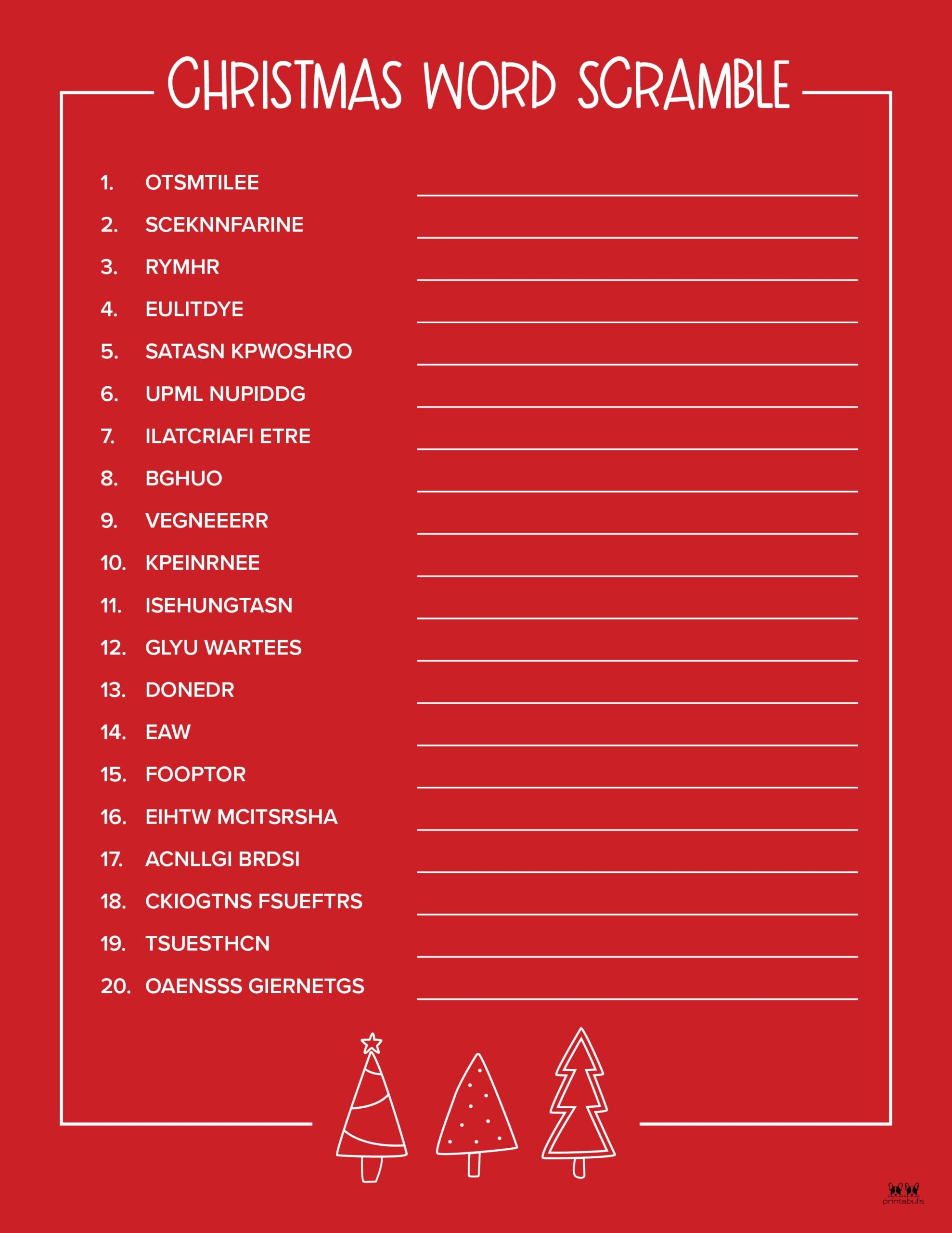 Christmas Word Scrambles 15 FREE Printables PrintaBulk