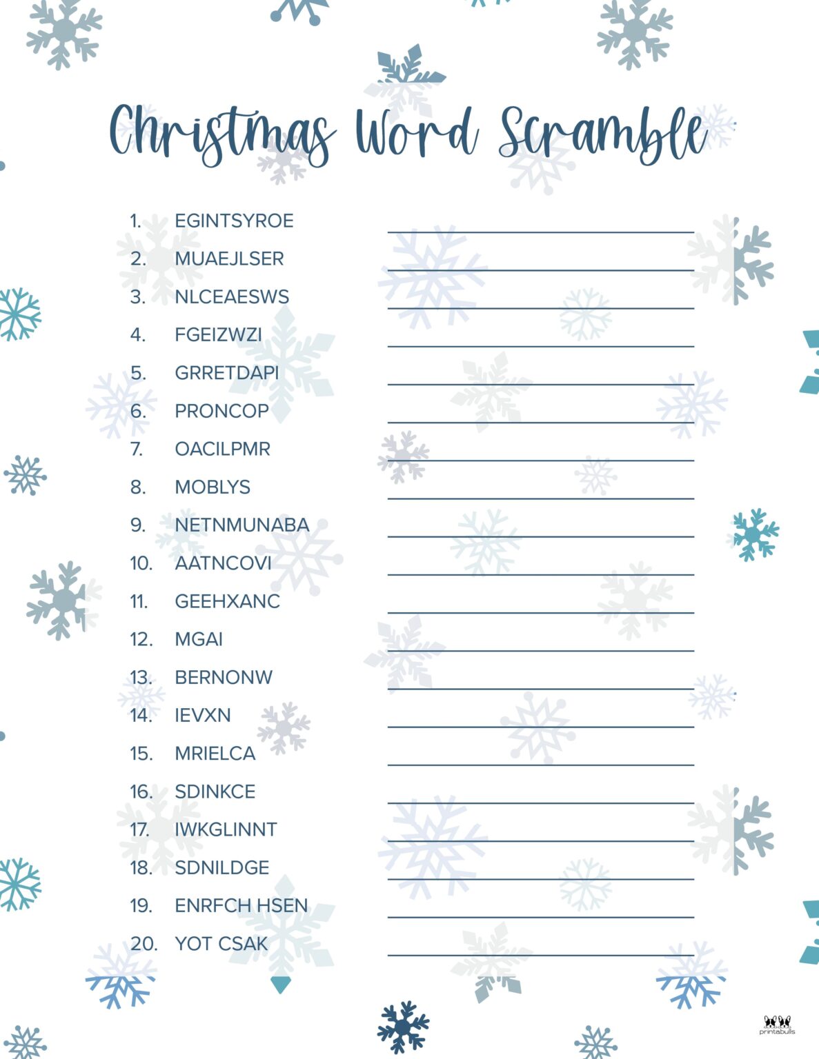 Christmas Word Scrambles 15 FREE Printables Printabulls